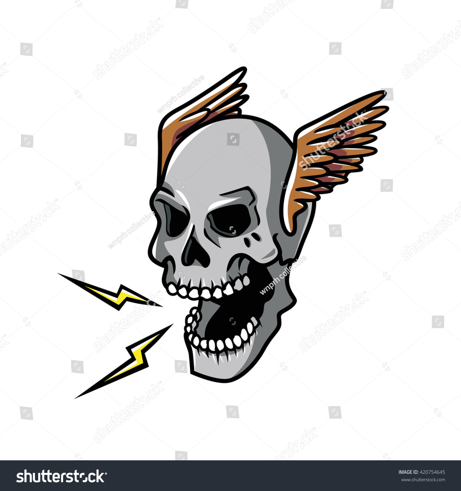 Skull Head Wings Stock Vector (Royalty Free) 420754645