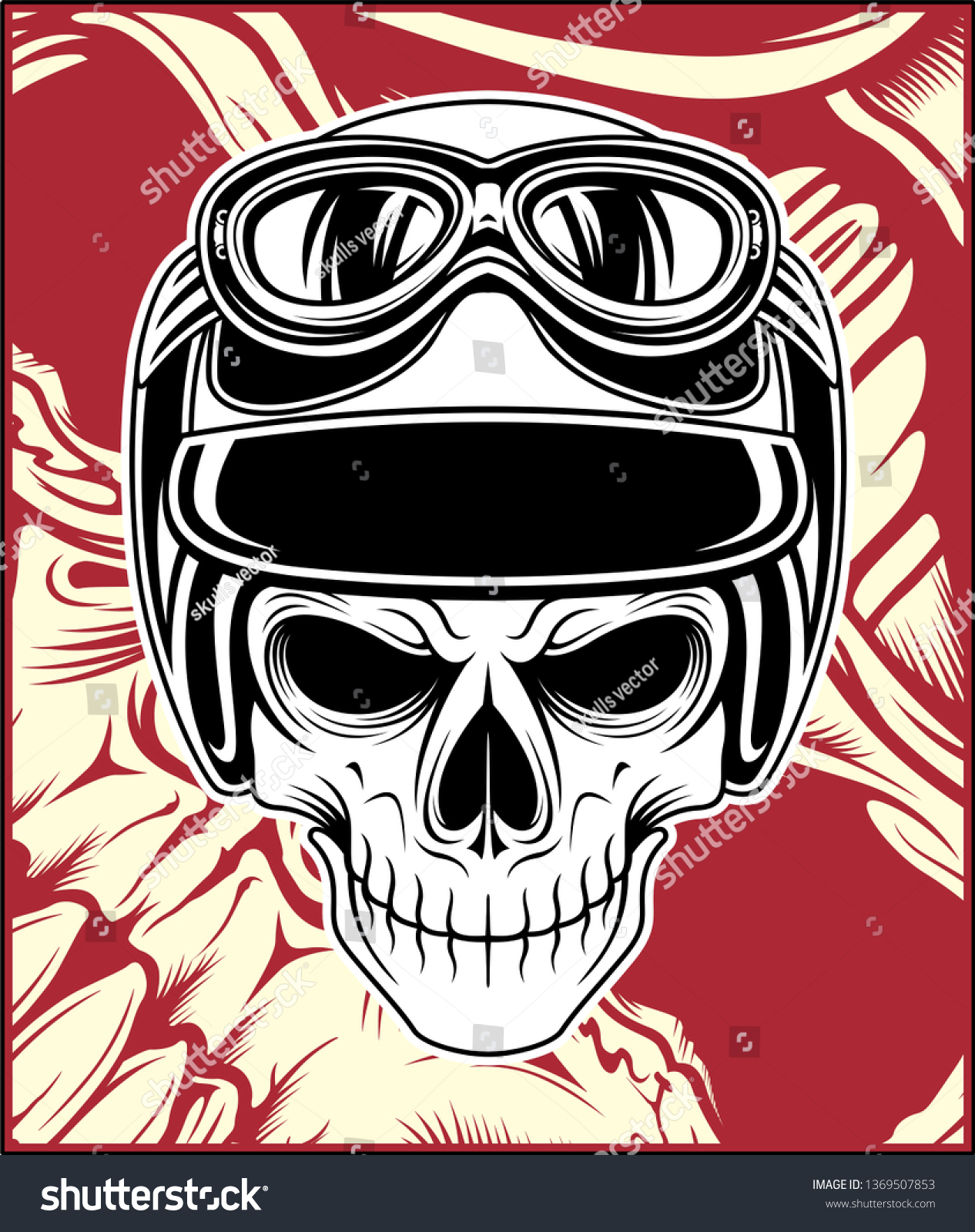 Skull Helmet Vector Hand Drawing Stock Vector (Royalty Free) 1369507853 ...
