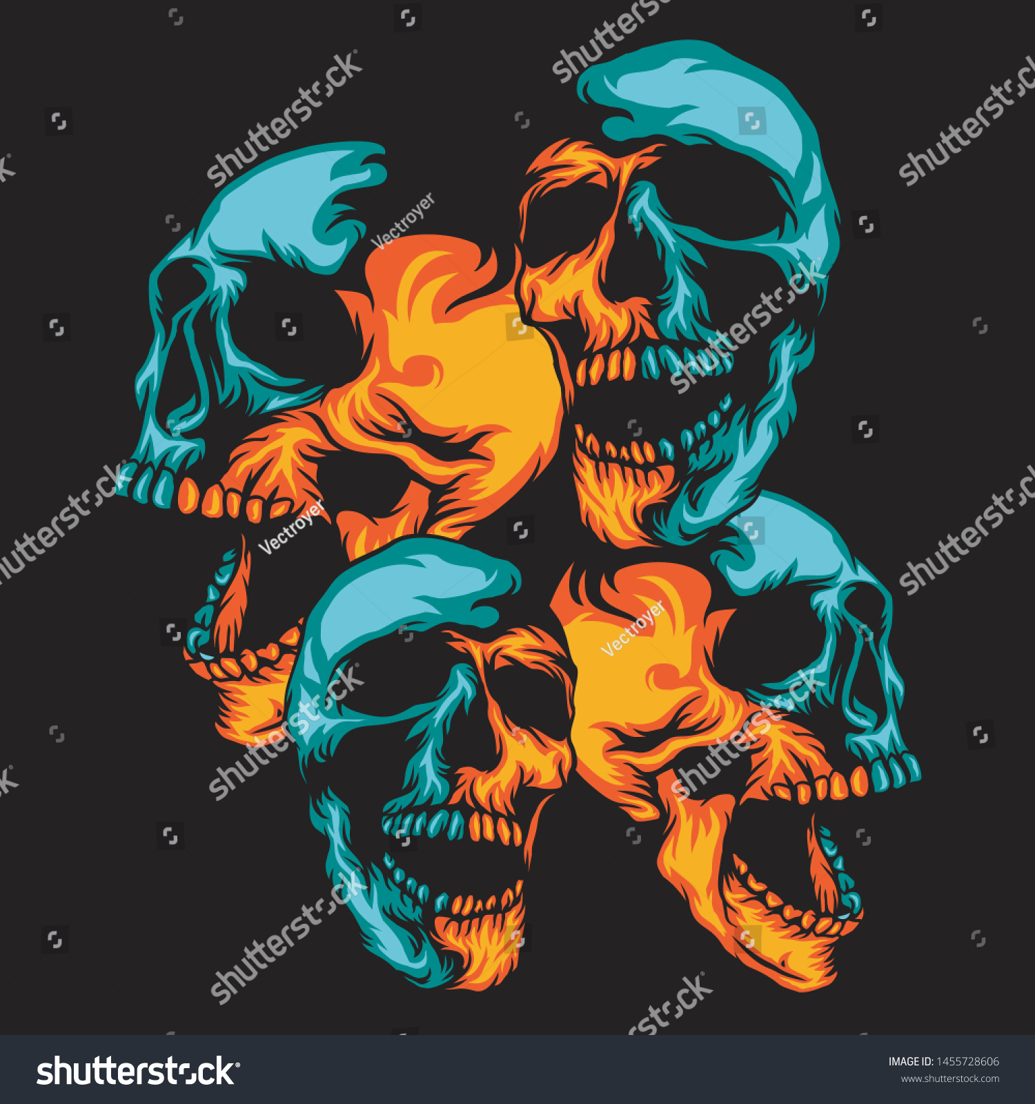 Skull Illustration Different Perspectives Stock Vector (Royalty Free ...