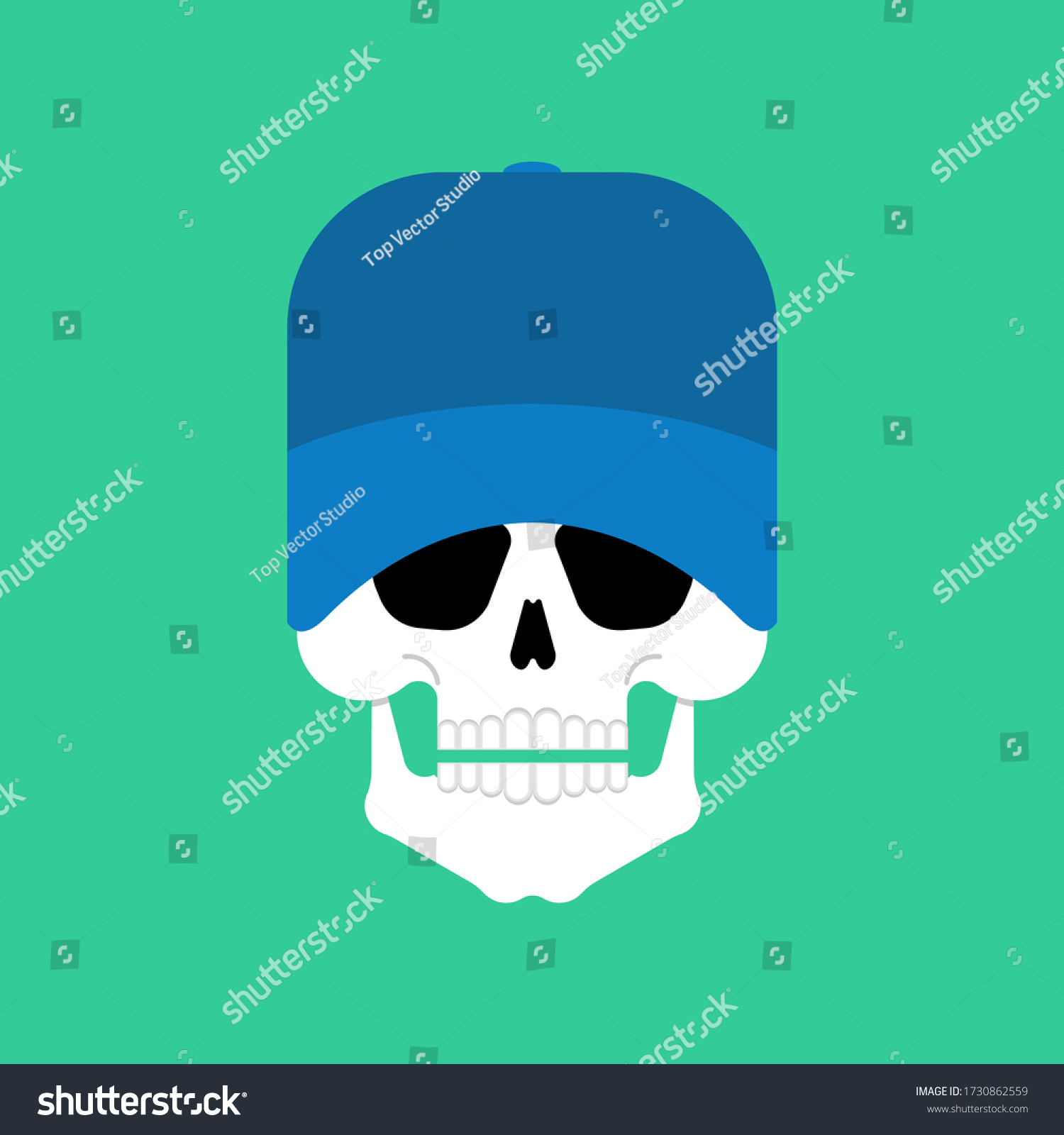 Skull Baseball Cap Skeleton Head Vector Stock Vector (Royalty Free ...
