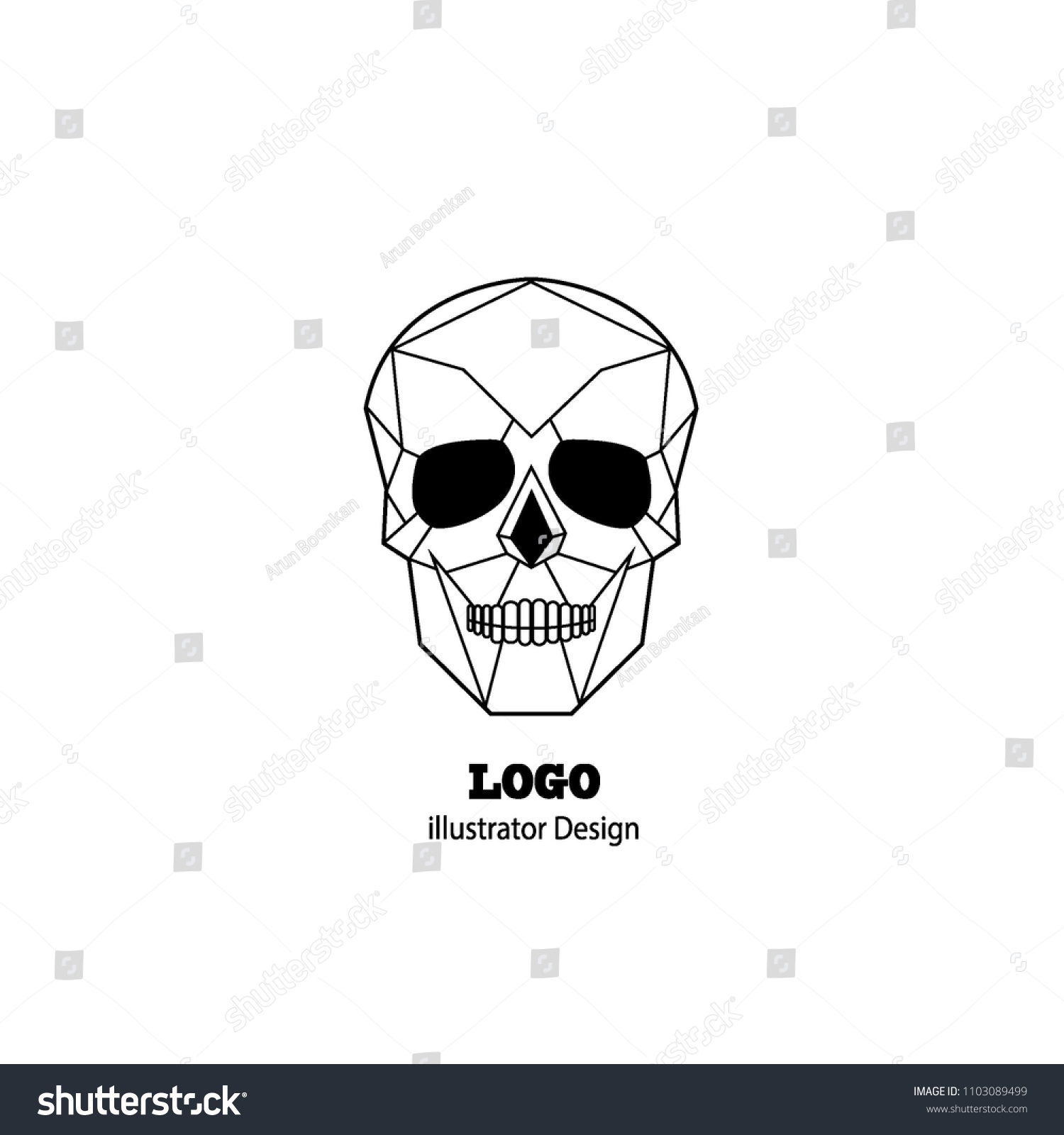 Skull Logo Linear Human Skull Logo: vector de stock (libre de regalías ...