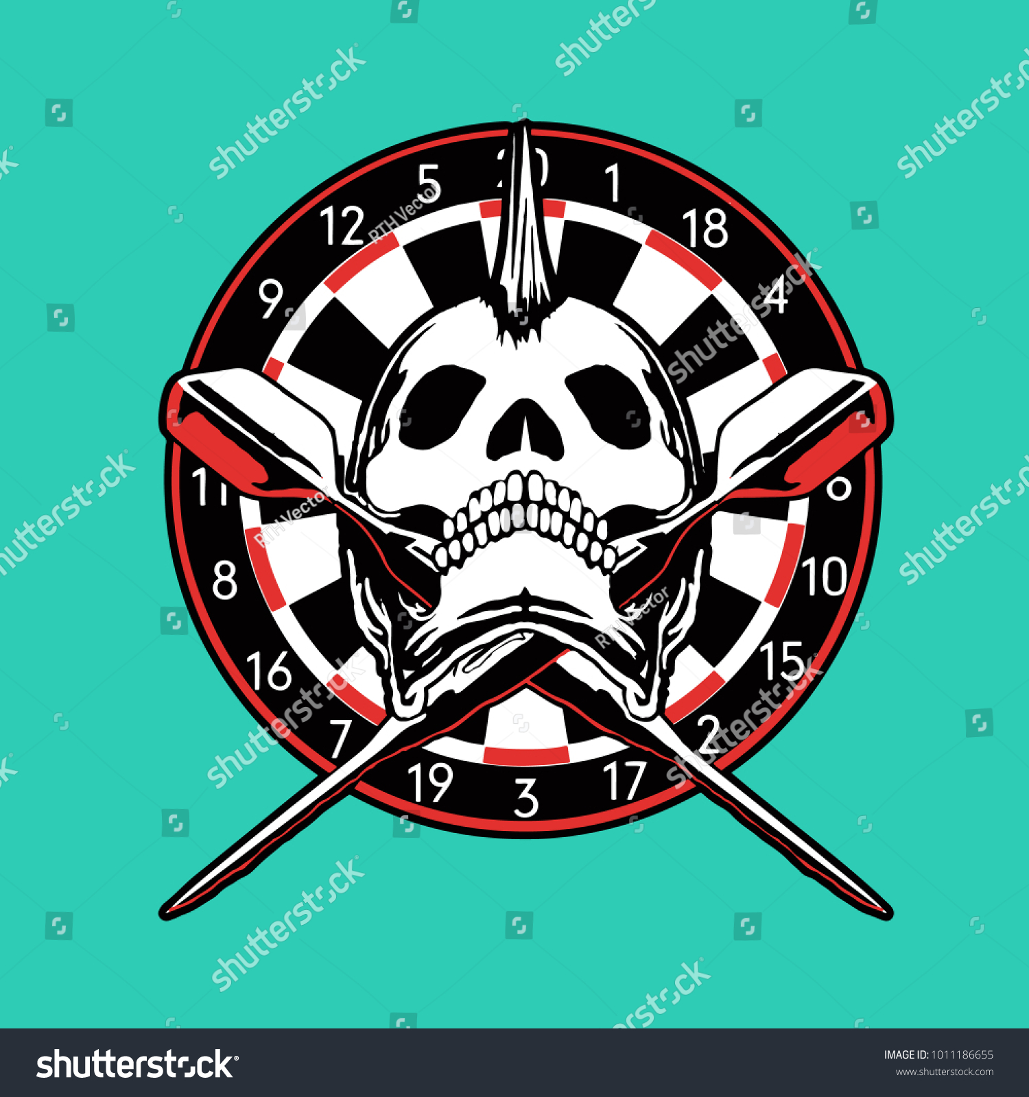 Skull Punk Dart Logo Vector Stock Vector (Royalty Free) 1011186655