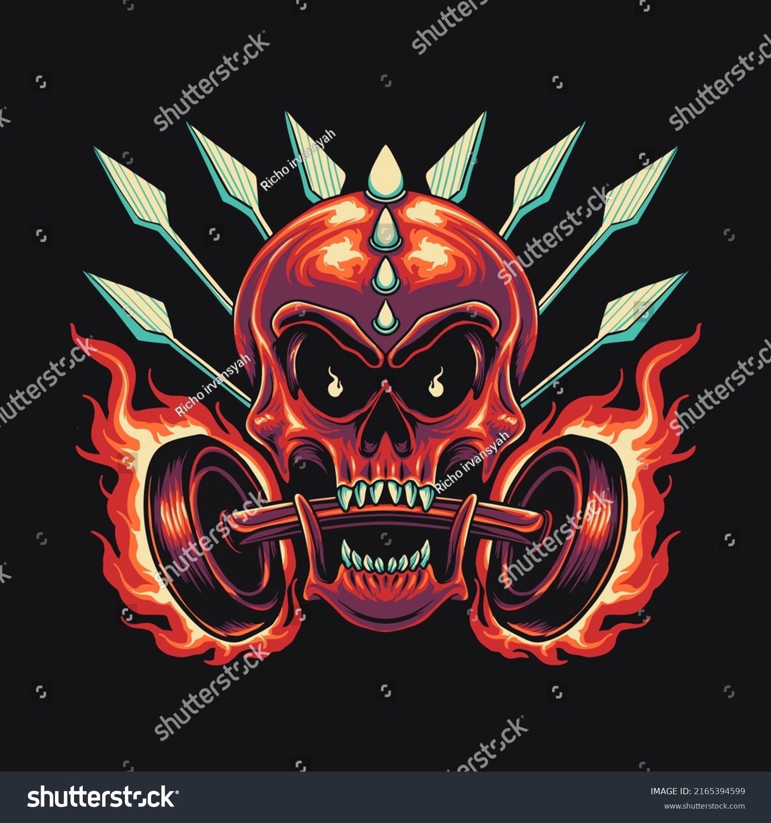Skull Rider Fire Vector Illustration Stock Vector (Royalty Free ...