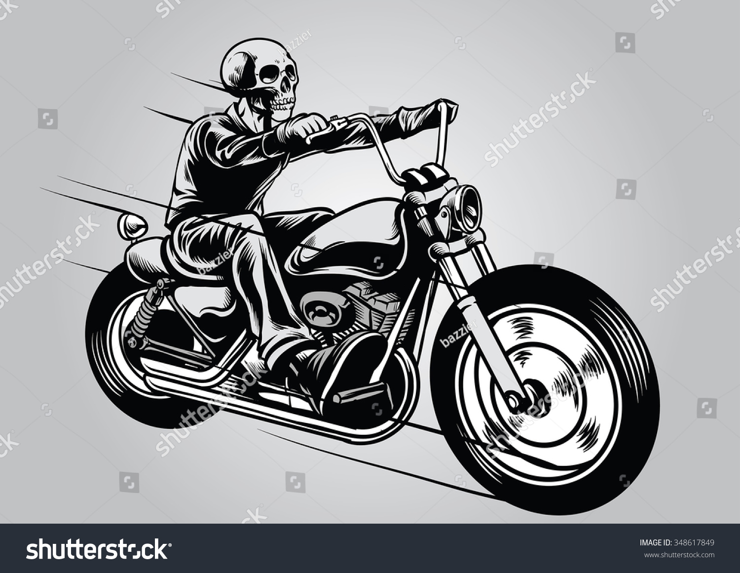 Skull Riding Motorcycle Stock Vector (Royalty Free) 348617849 ...