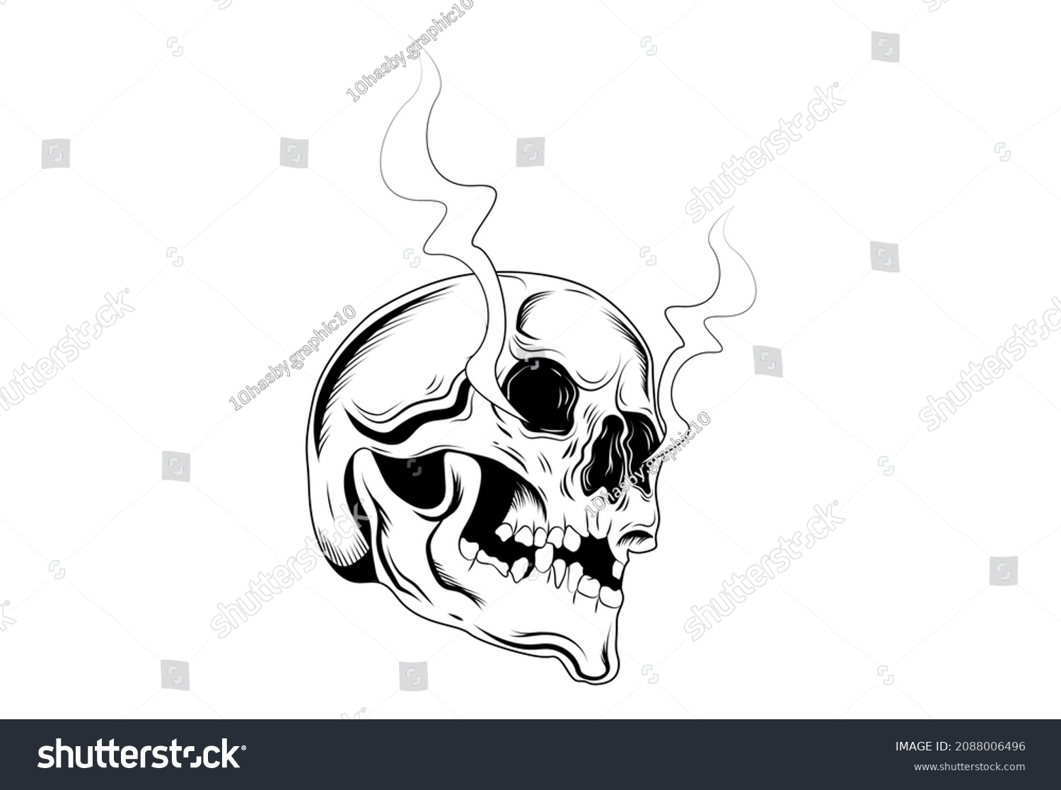 Skull Smoke Vector Illustration Hand Drawing Stock Vector (Royalty Free ...