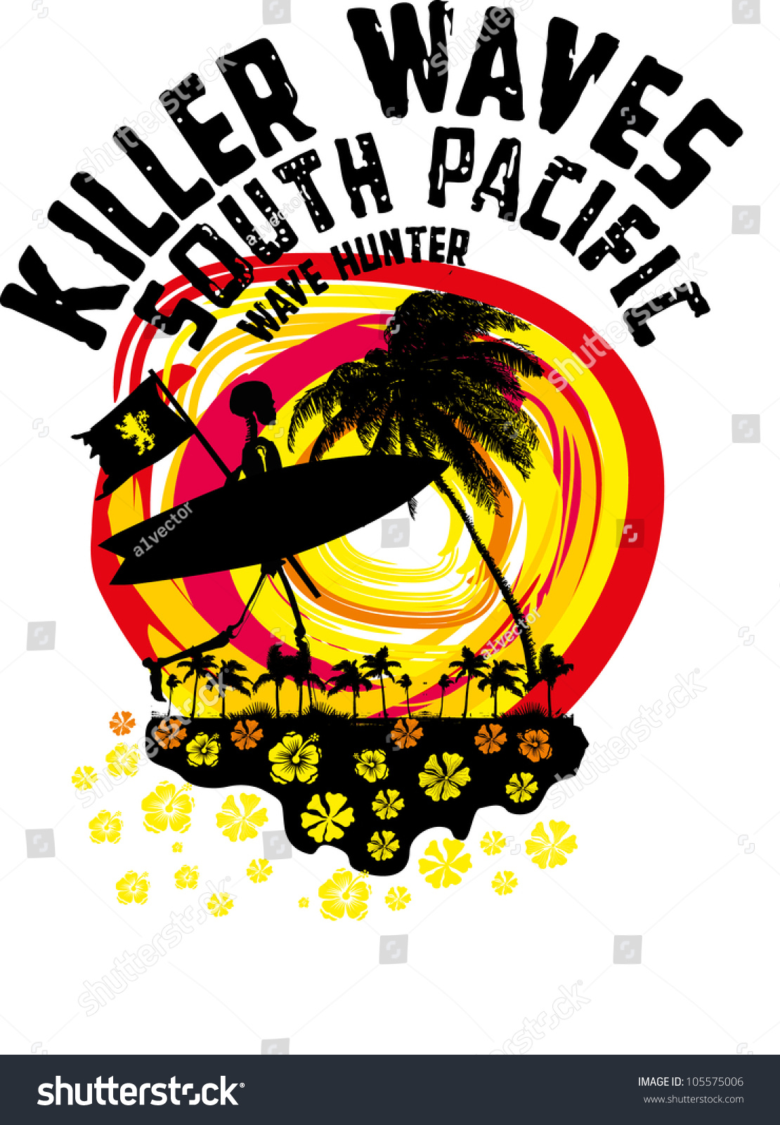 Skull Surfer Stock Vector (Royalty Free) 105575006
