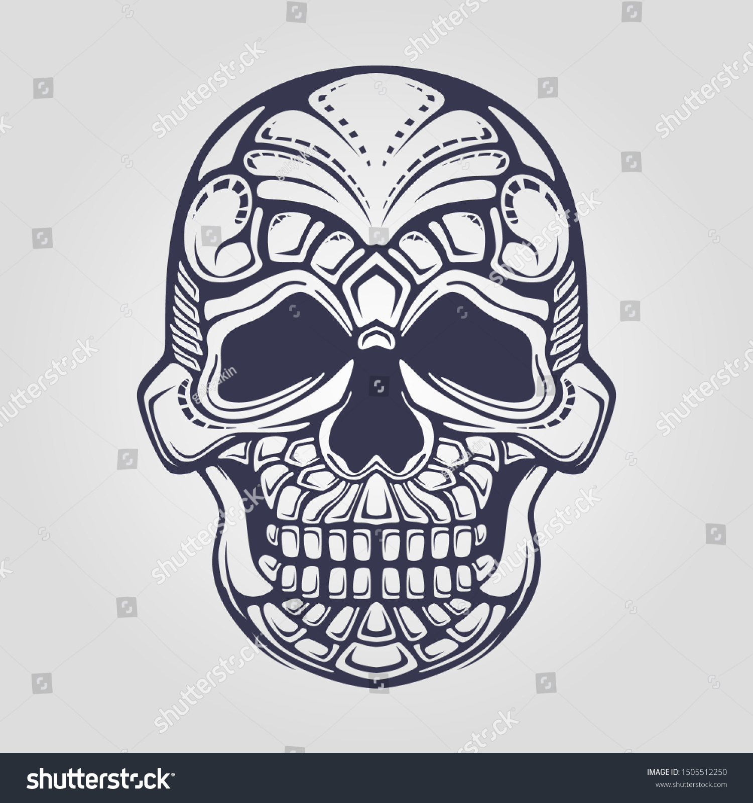 Skull Tatto Line Art Decorative Stock Vector Royalty Free 1505512250
