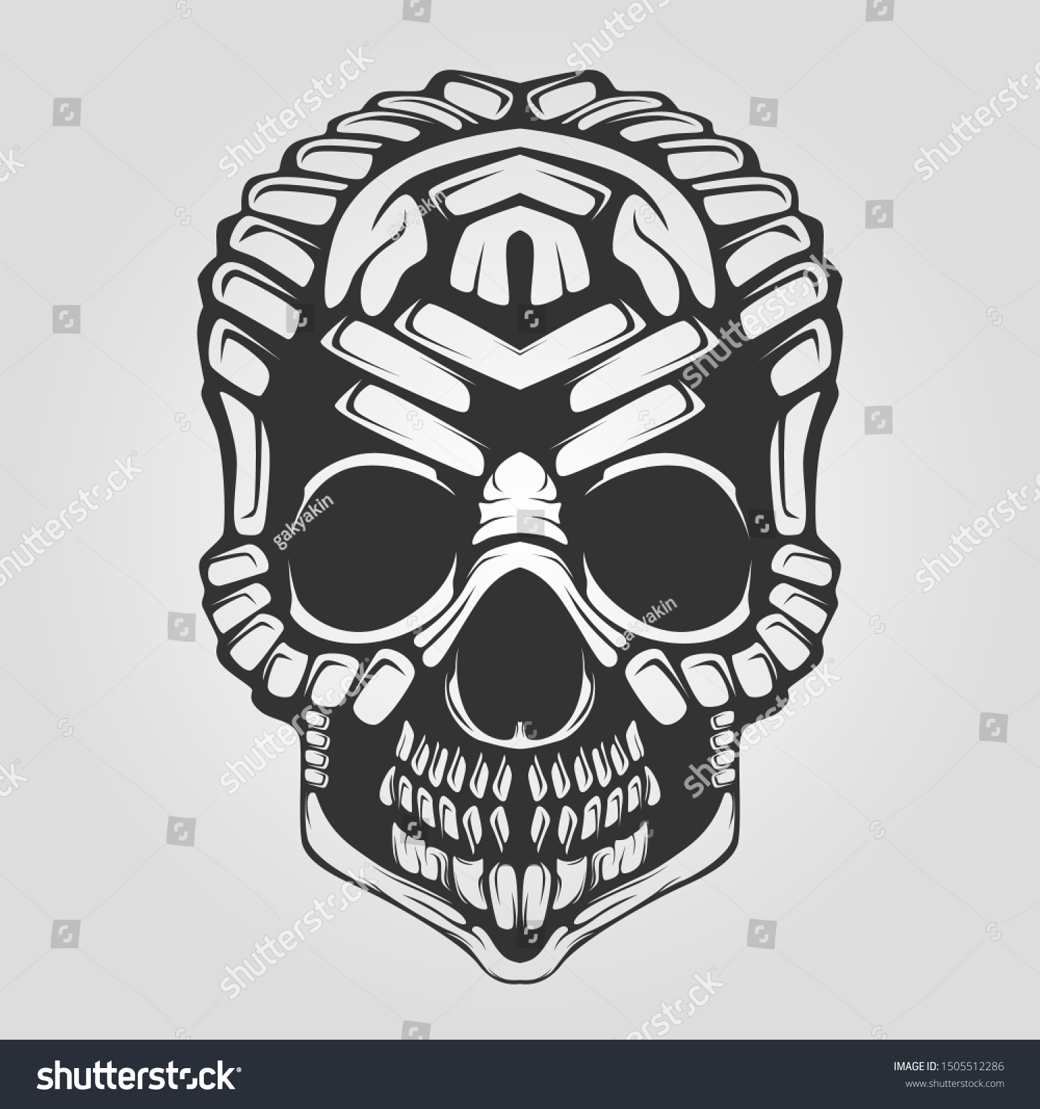 Skull Tatto Line Art Decorative Vector De Stock Libre De Regalías 1505512286 Shutterstock