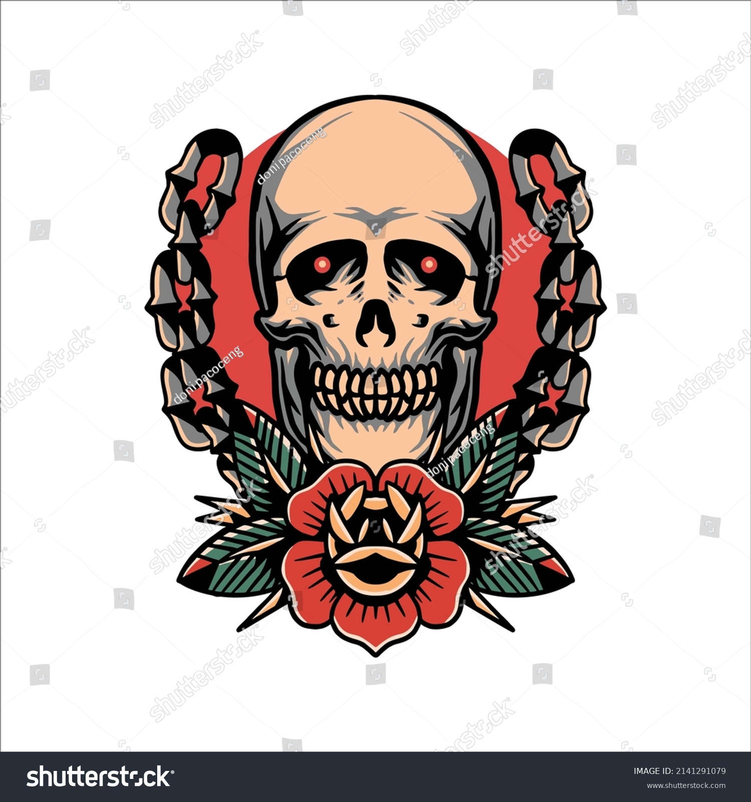 Skull Tattoo Illustration Vector Design Stock Vector (Royalty Free ...