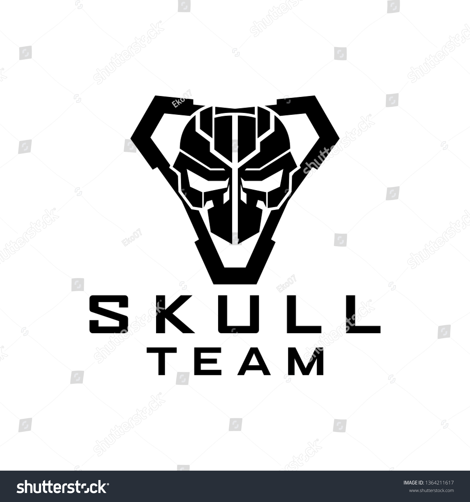 Skull Team Tactical Logo Design Stock Vector (Royalty Free) 1364211617