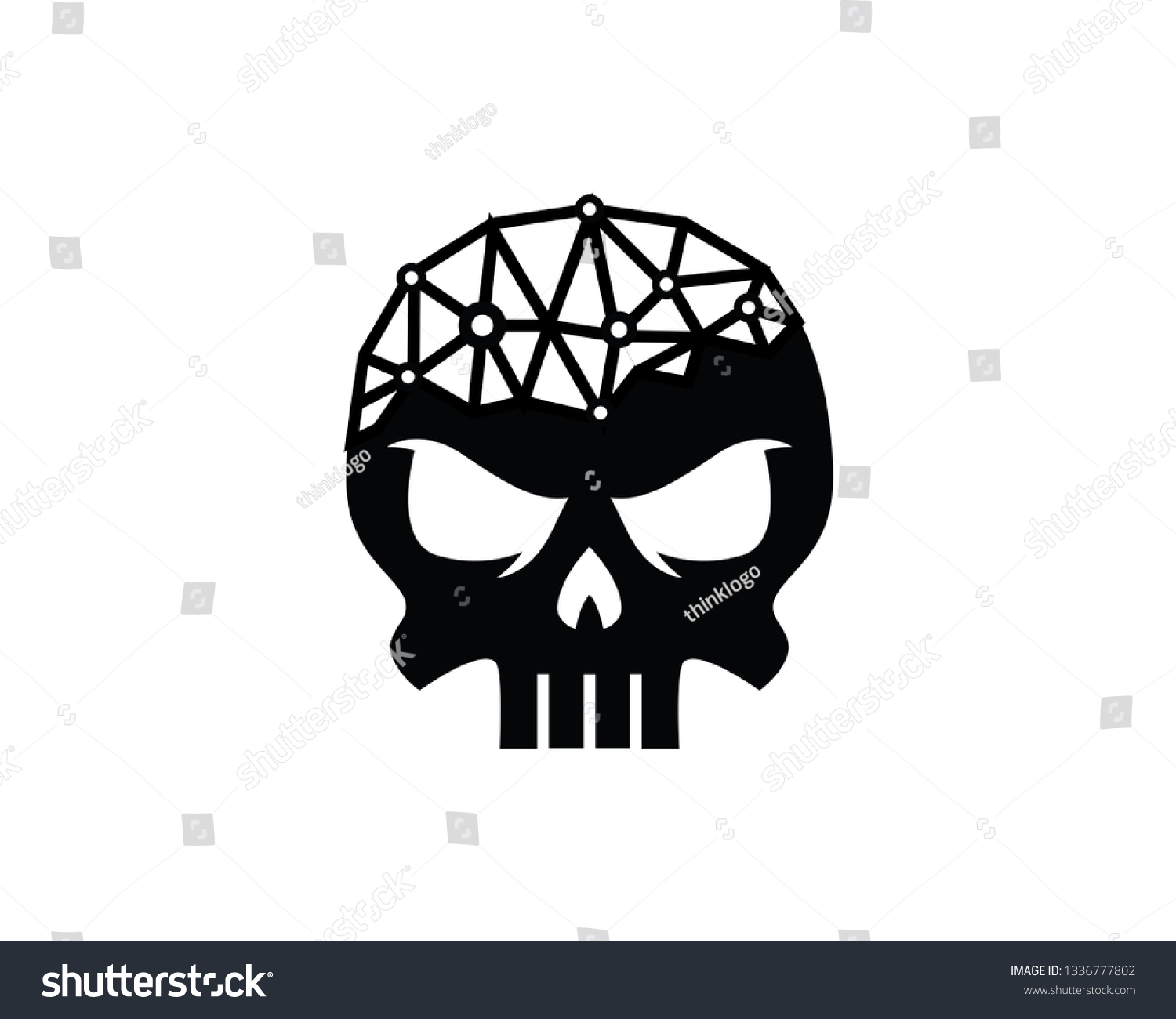 Skull Technology Brain Skull Logo Template Stock Vector (Royalty Free ...