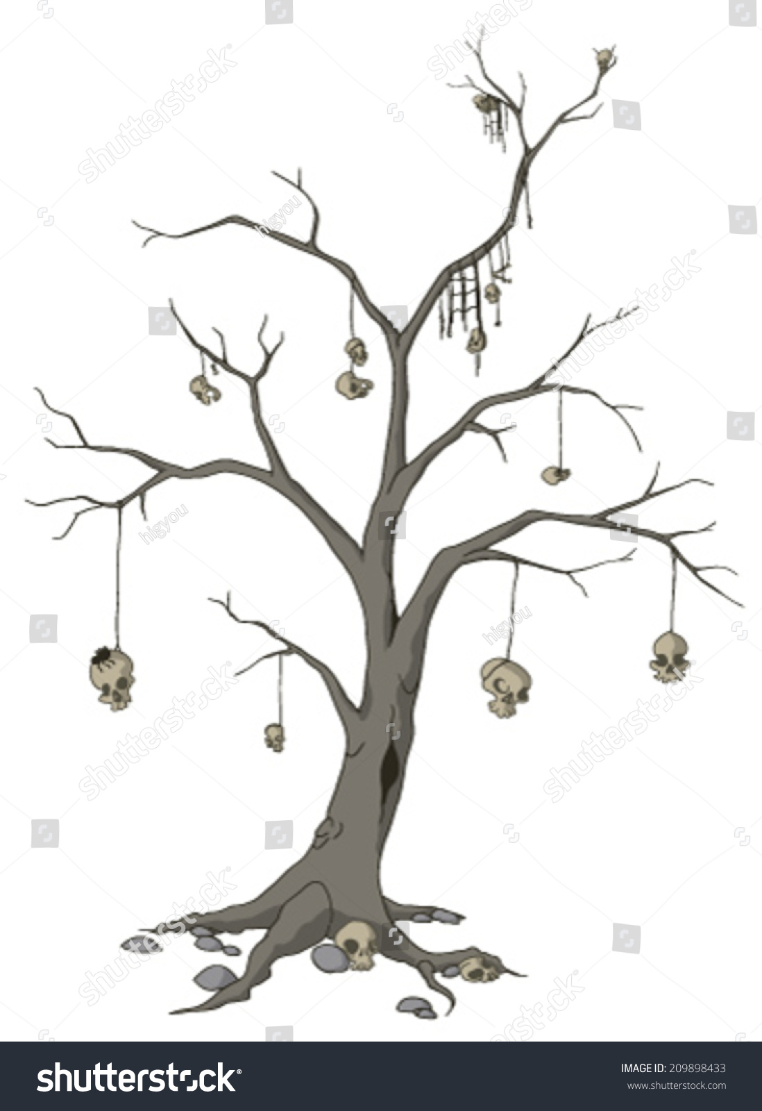 Skull Tree Cartoon Vector Horizontal Over Stock Vector (Royalty Free ...
