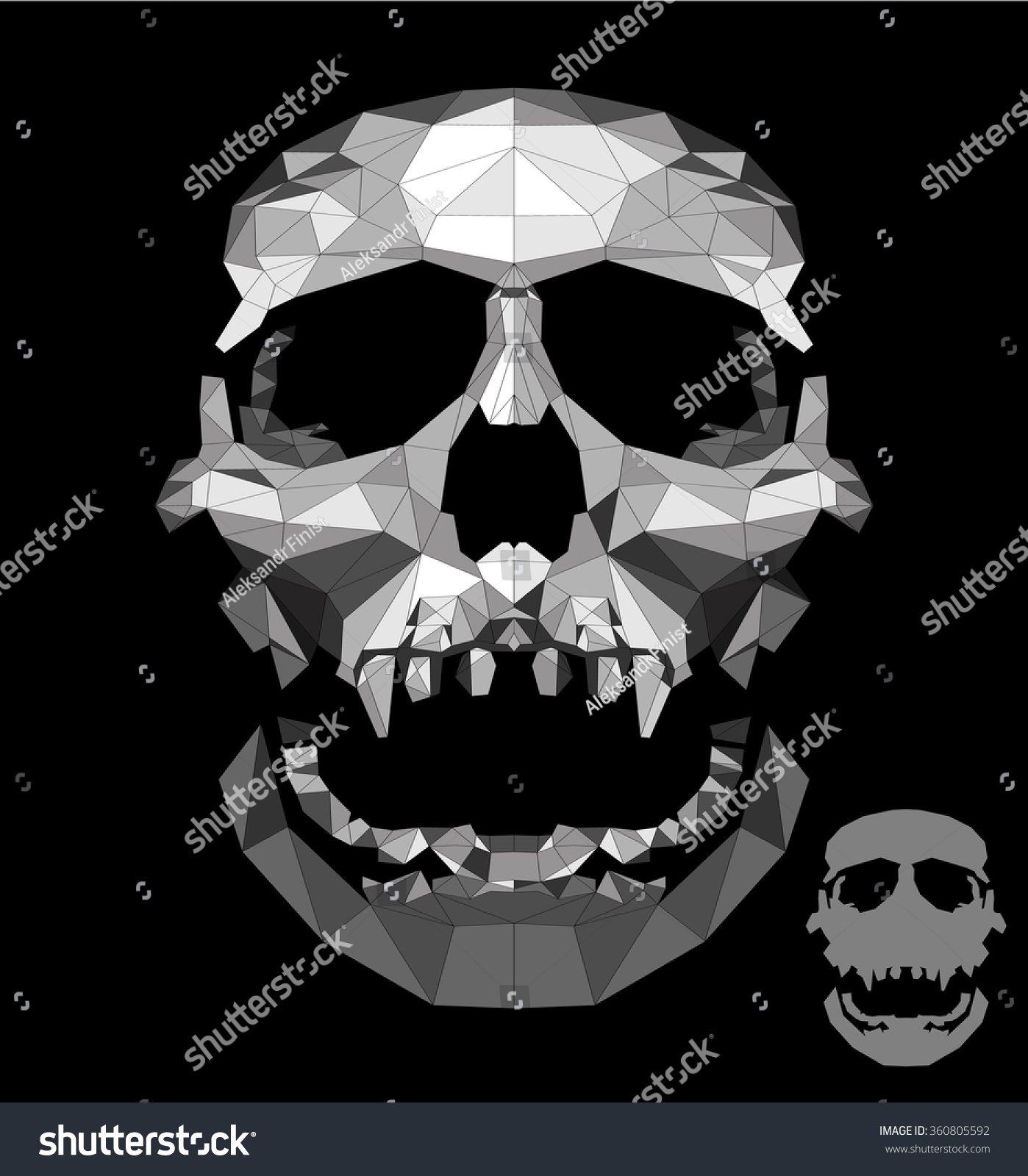 Skull Vector Gray Skull On Black Stock Vector (Royalty Free) 360805592 ...