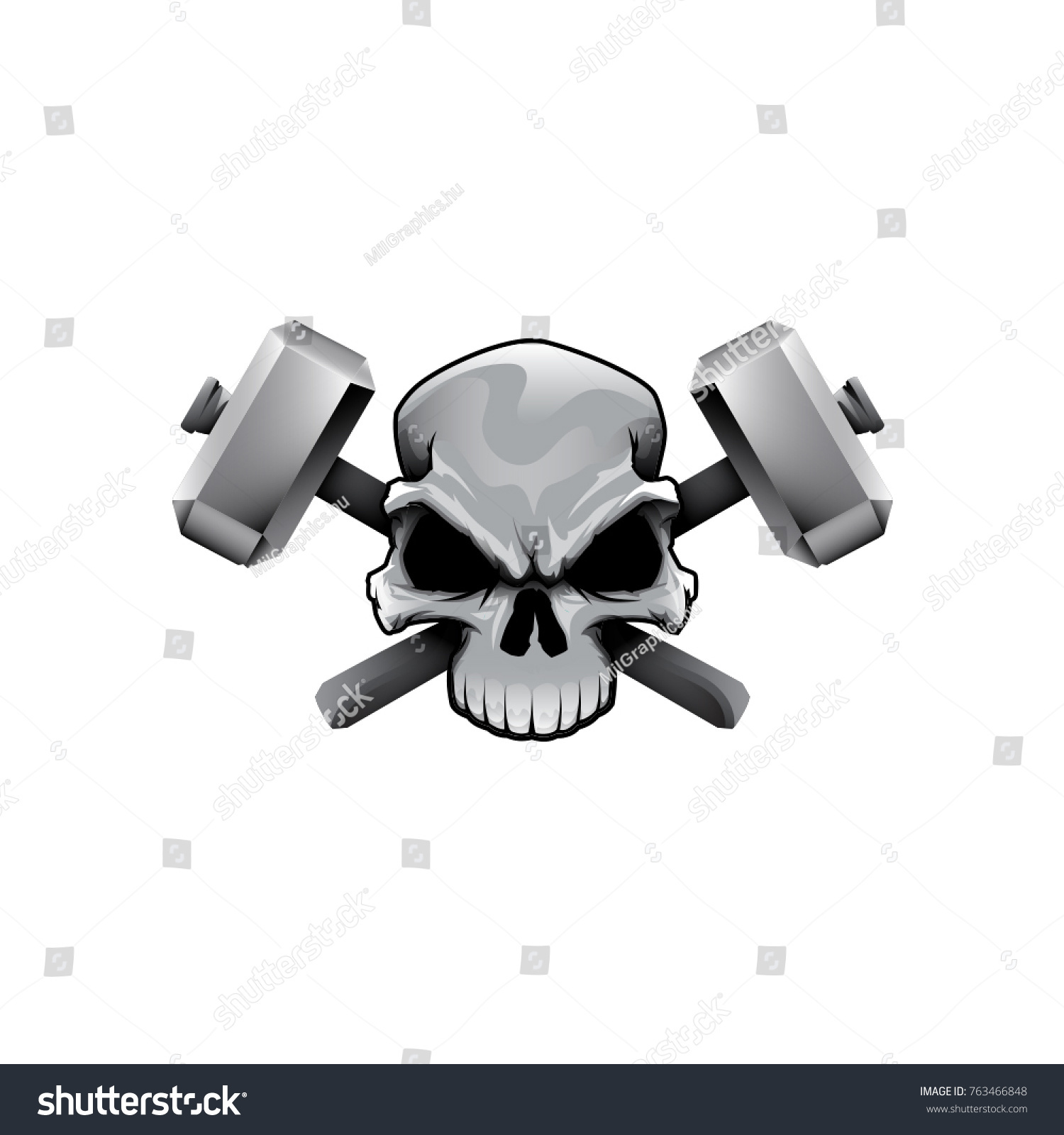 Skull Vector Hammers Color Drawing Head Stock Vector (Royalty Free ...