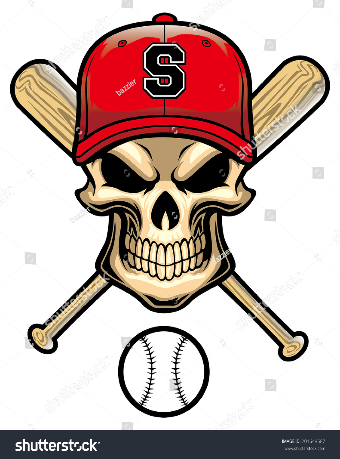 Skull Wear Baseball Hat Stock Vector (Royalty Free) 201648587 ...