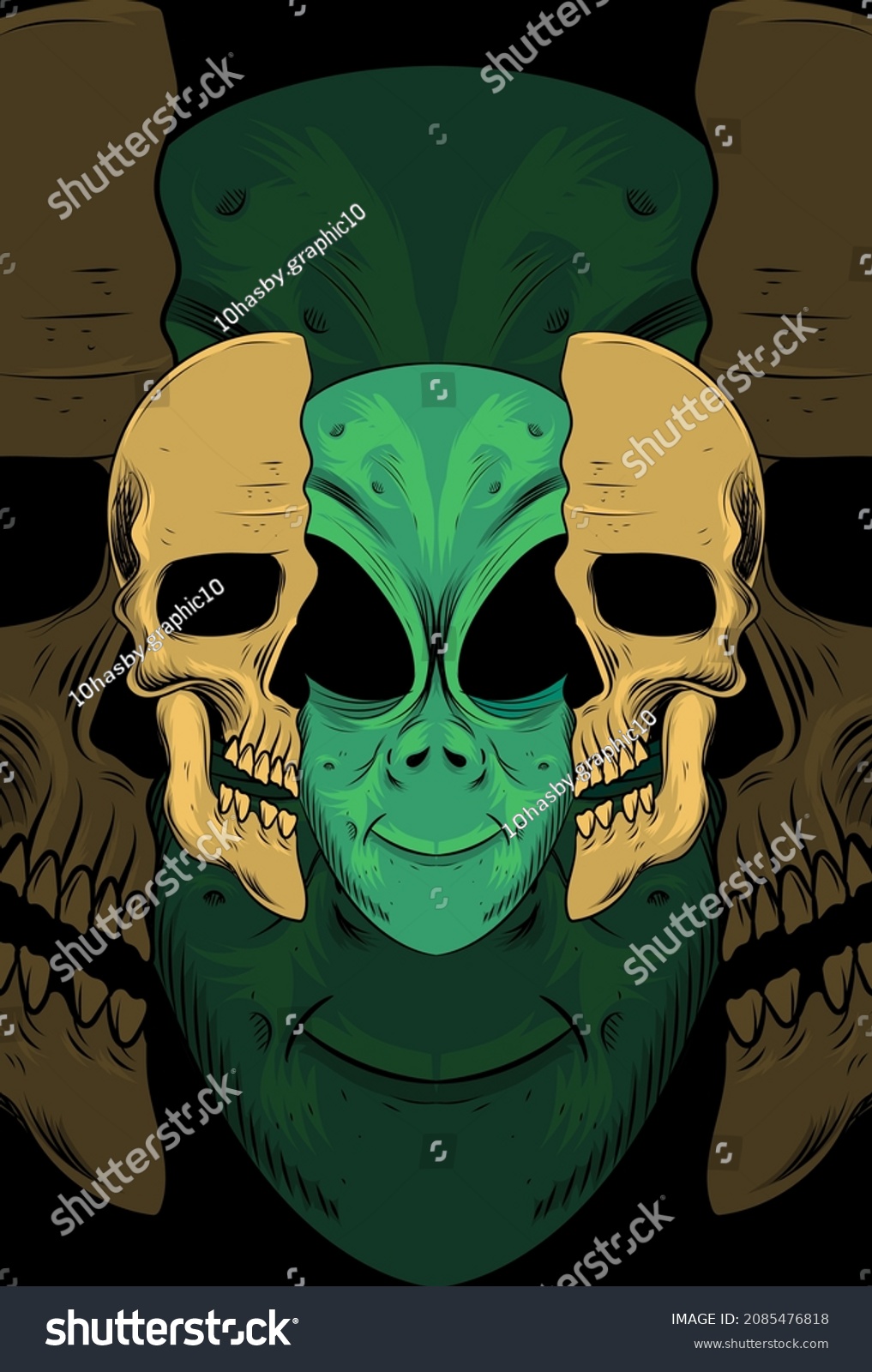 Skull Alien Vector Illustration Stock Vector (Royalty Free) 2085476818 ...