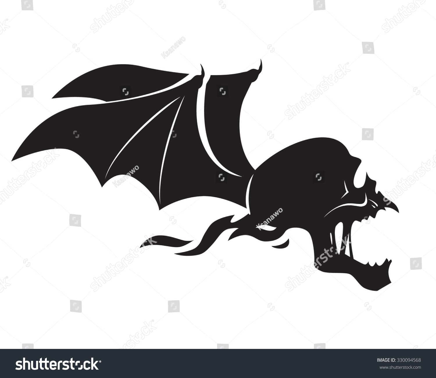 Skull Bat Wings Stock Vector (Royalty Free) 330094568 | Shutterstock
