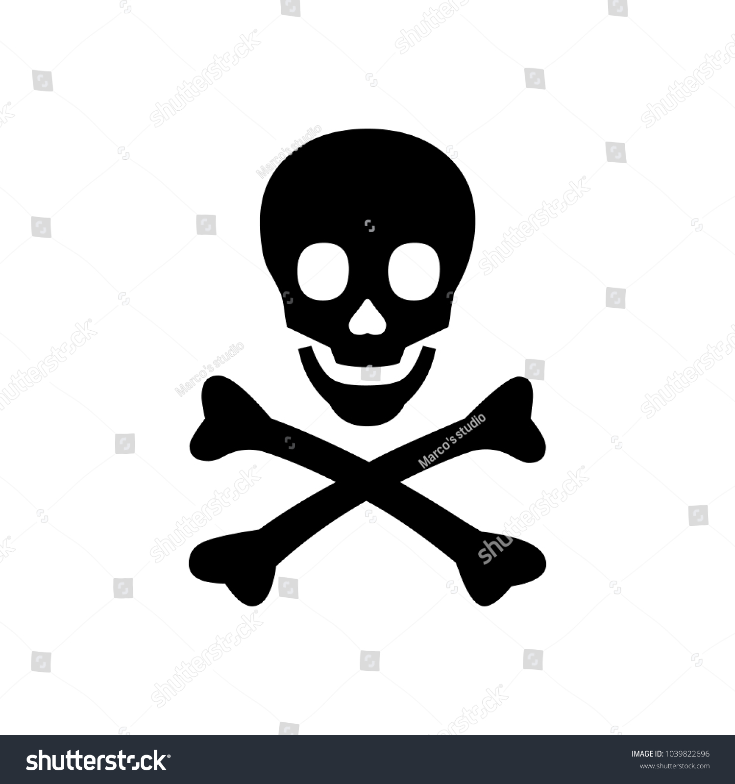 Skull Crossed Bones Vector Icon Stock Vector (Royalty Free) 1039822696