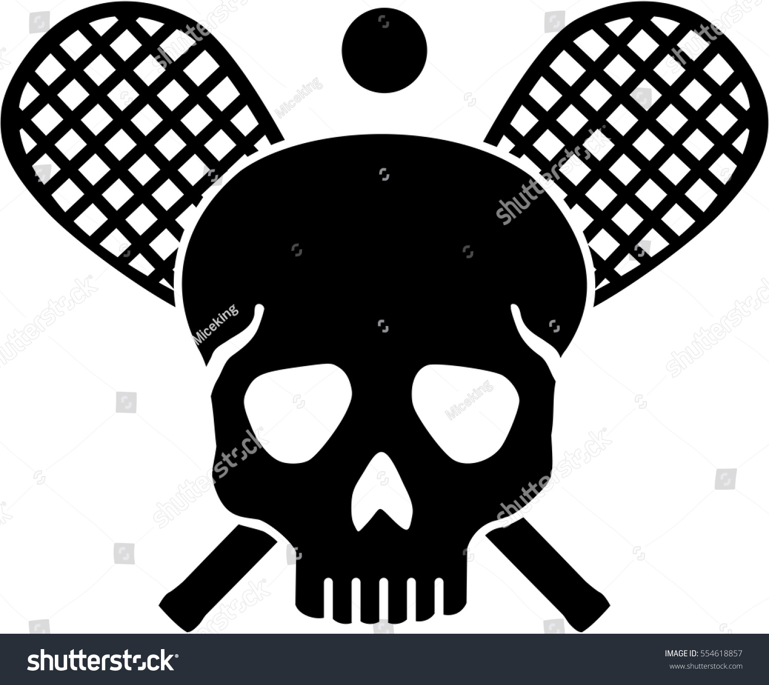 Skull Crossed Squash Rackets Stock Vector (Royalty Free) 554618857 ...