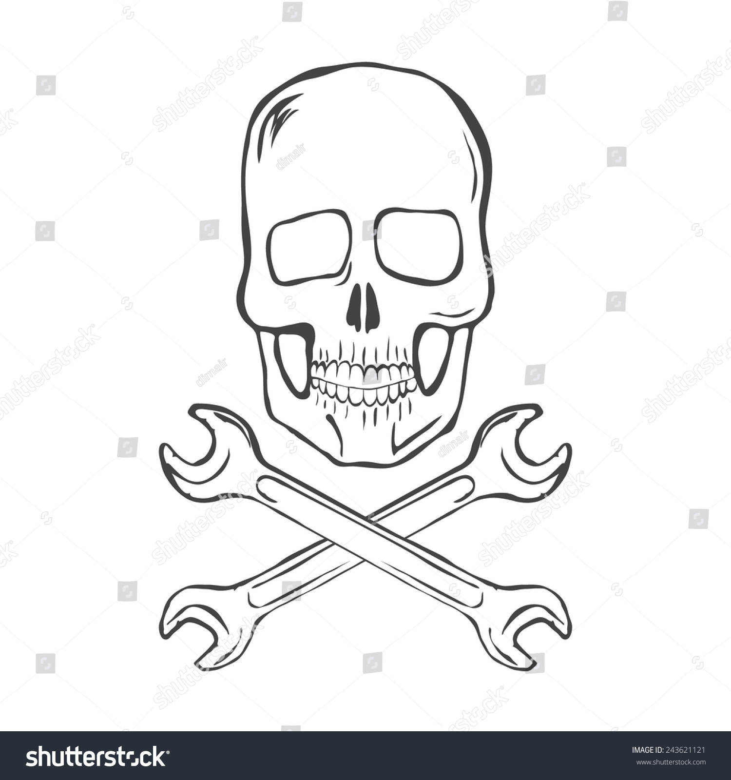 Skull Crossed Wrenches Vector Illustration: vector de stock (libre de ...