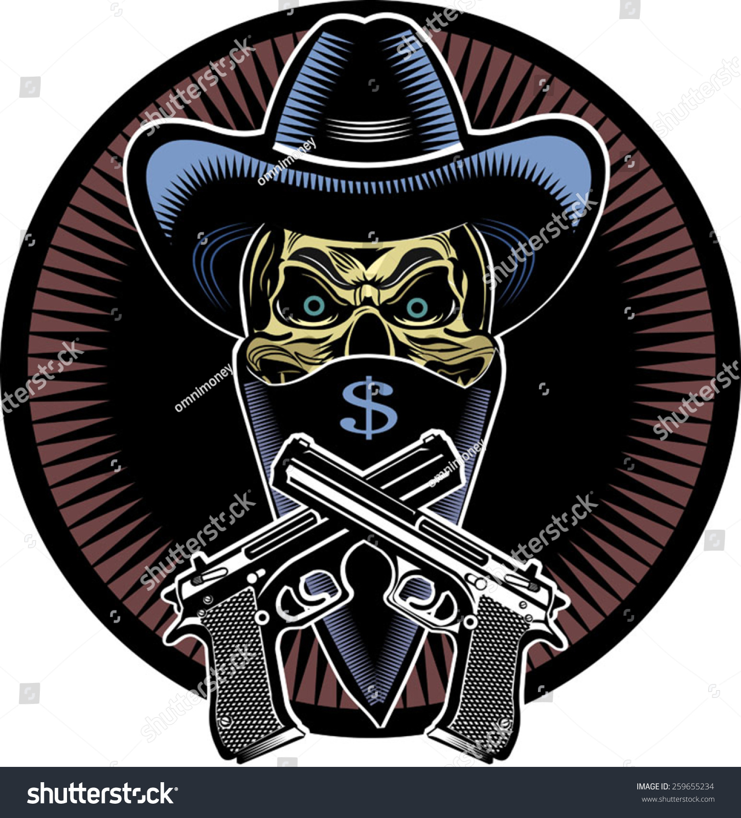 Skull Guns Stock Vector (Royalty Free) 259655234