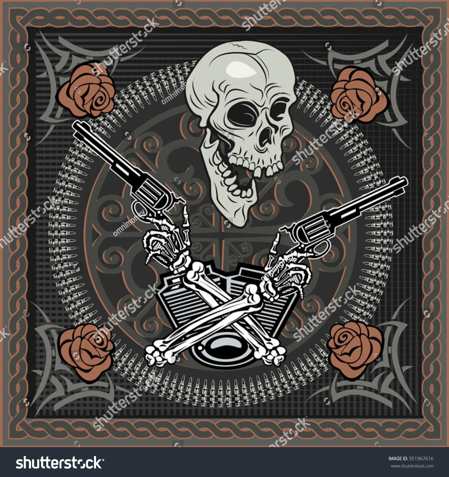 Skull Guns Stock Vector (Royalty Free) 351967616 | Shutterstock