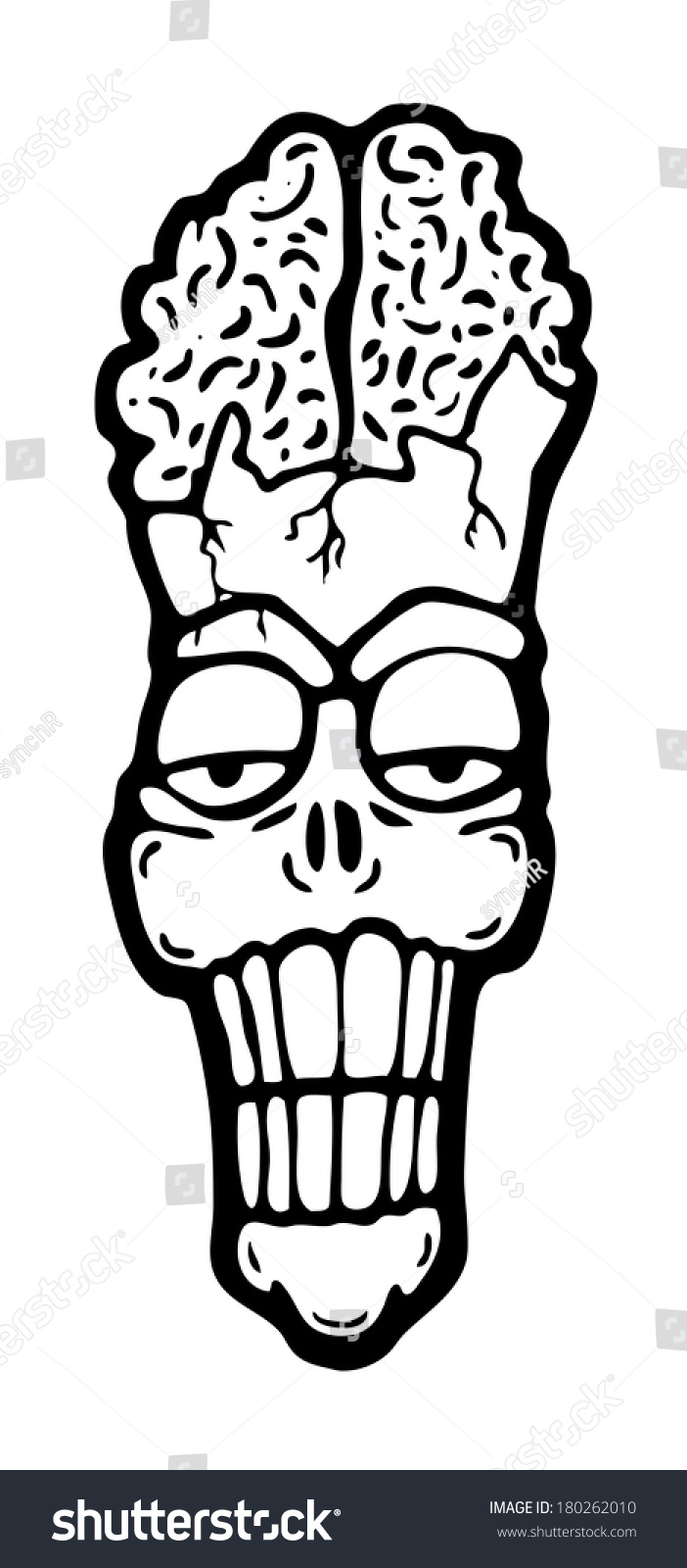 Skull Opened Brain Vector Illustration Stock Vector (Royalty Free ...