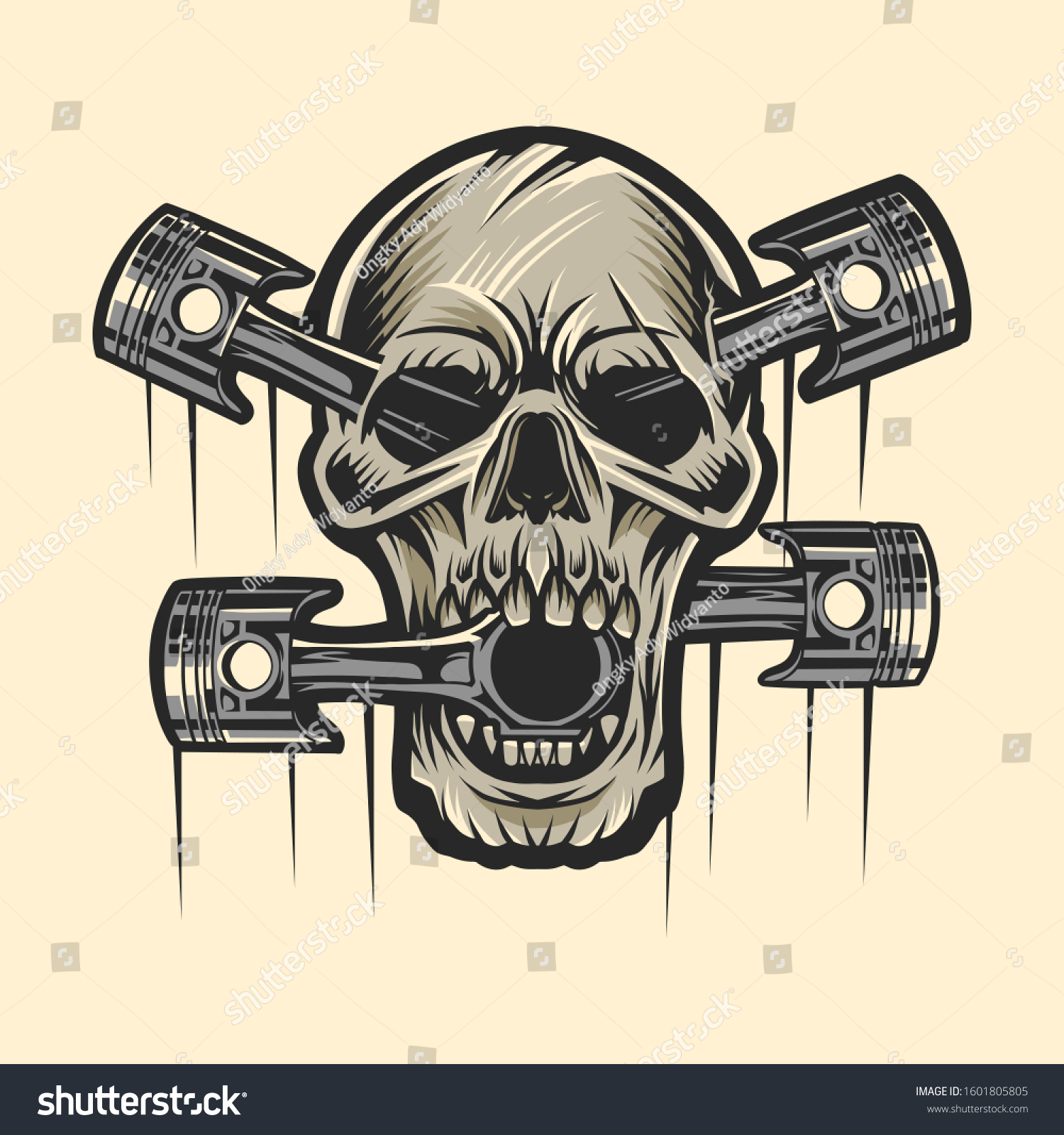 Skull Piston Vector Illustration: Stock-Vektorgrafik (Lizenzfrei ...