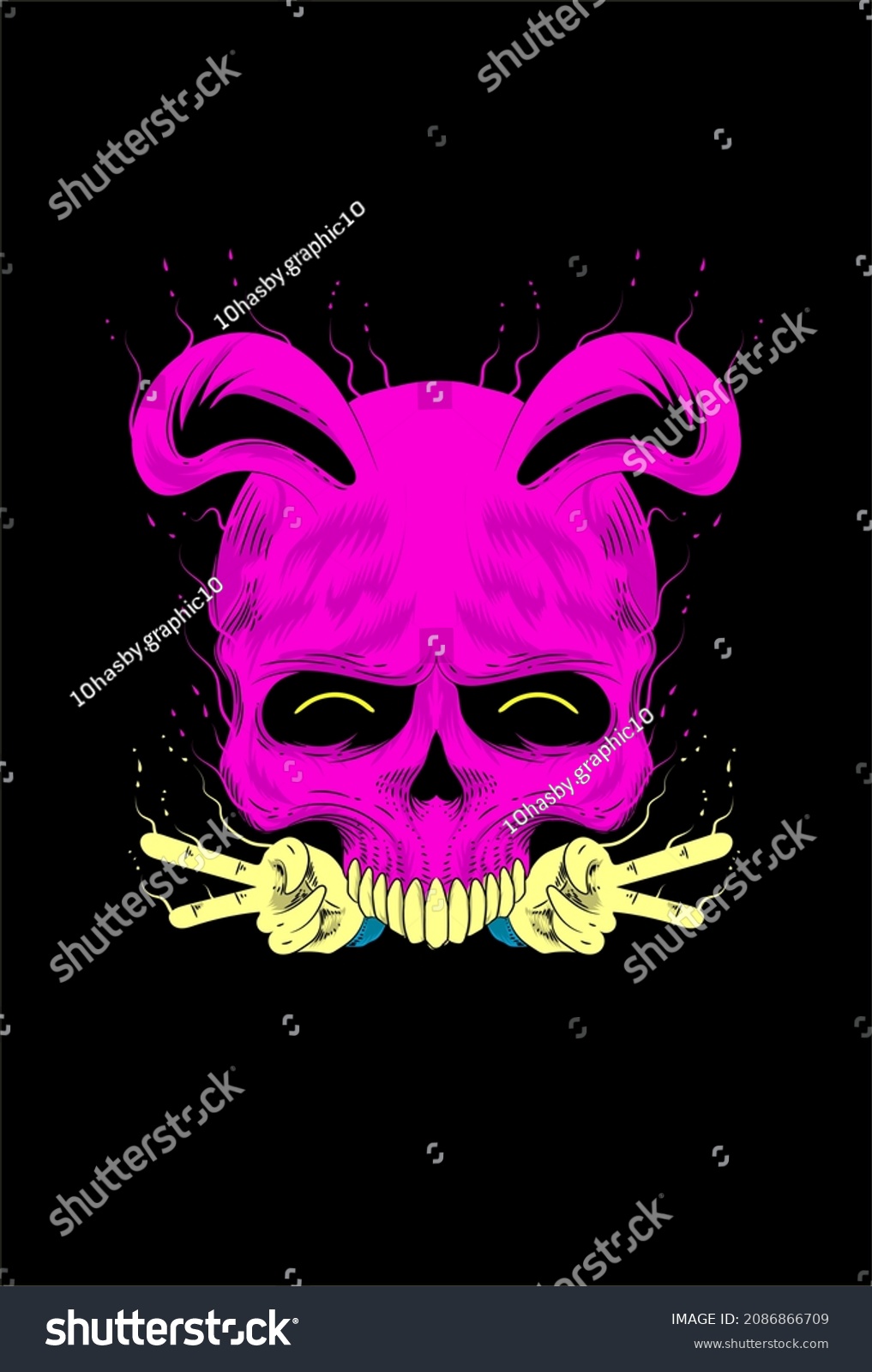 Skull Rabbit Vector Illustration Stock Vector (Royalty Free) 2086866709