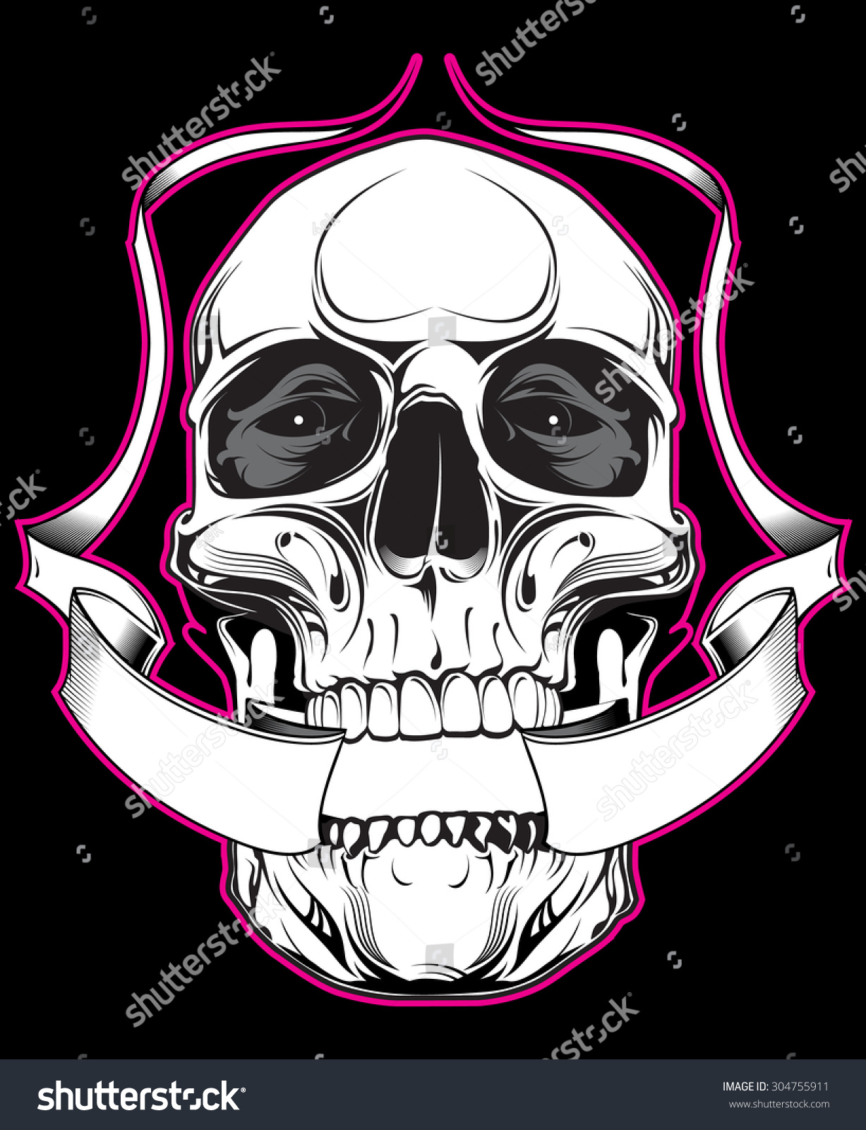 Skull Ribbon Stock Vector (Royalty Free) 304755911 | Shutterstock