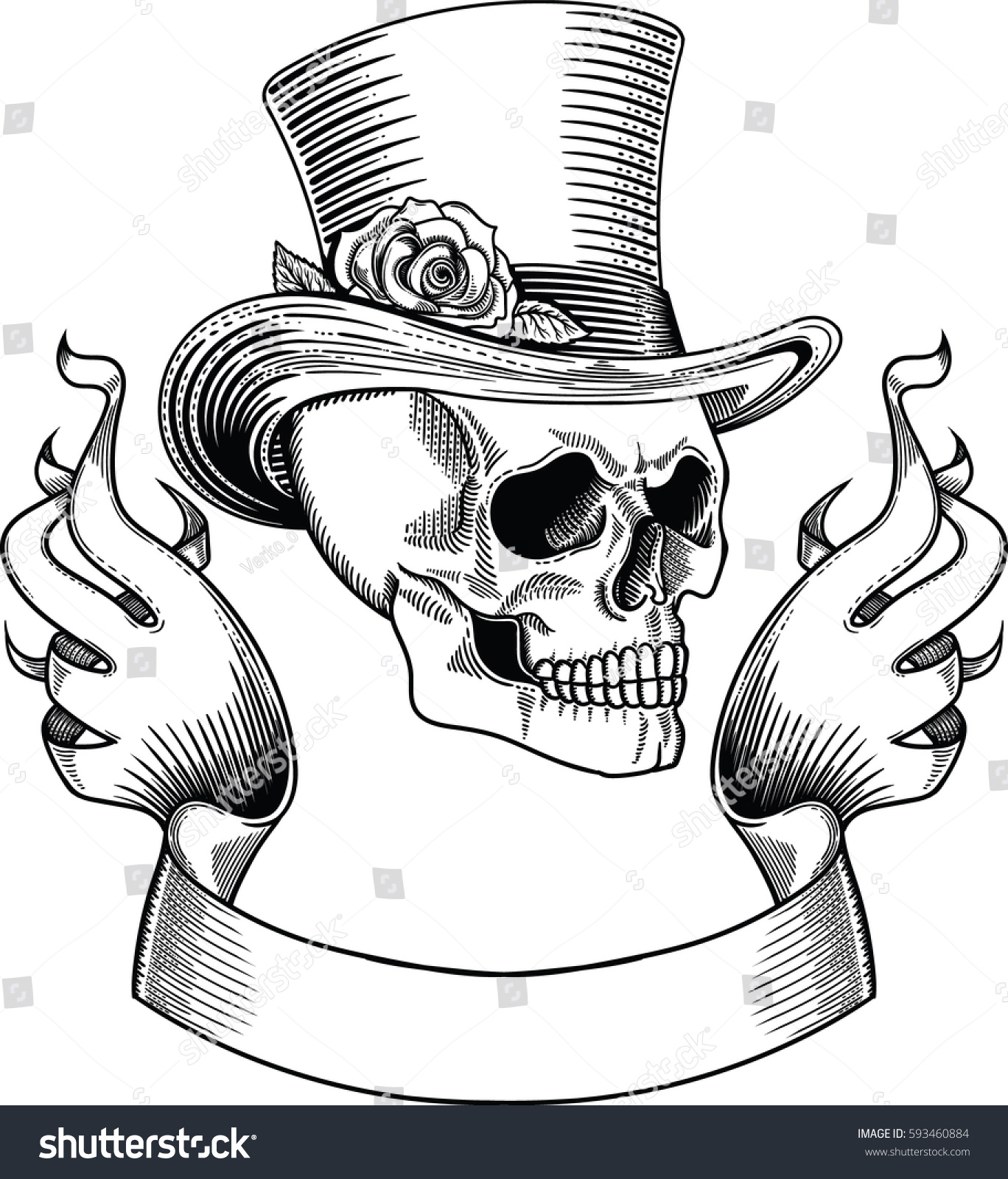 Skull Ribbon Stock Vector 593460884 - Shutterstock
