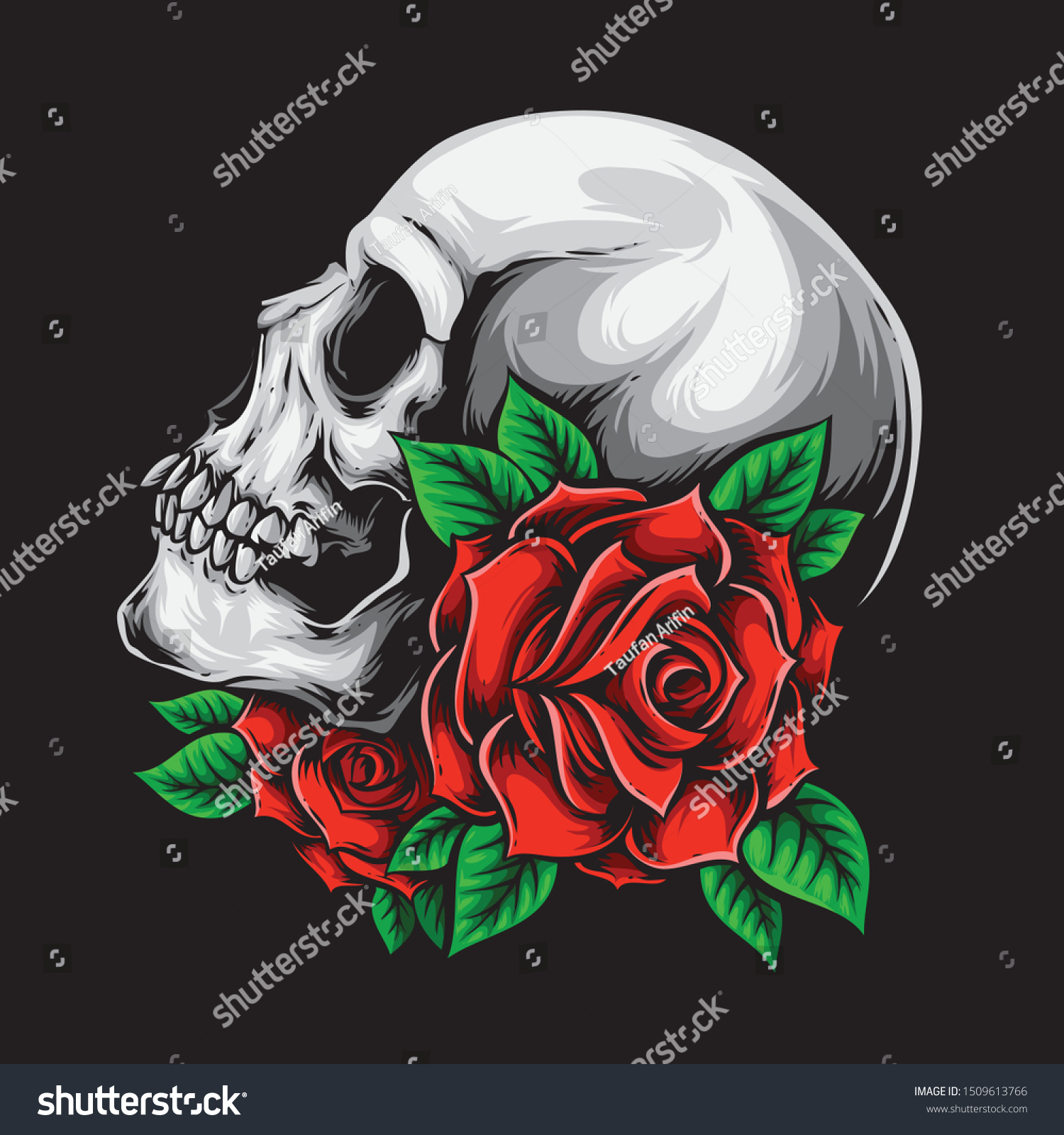 Skull Roses Vector Art Stock Vector (Royalty Free) 1509613766