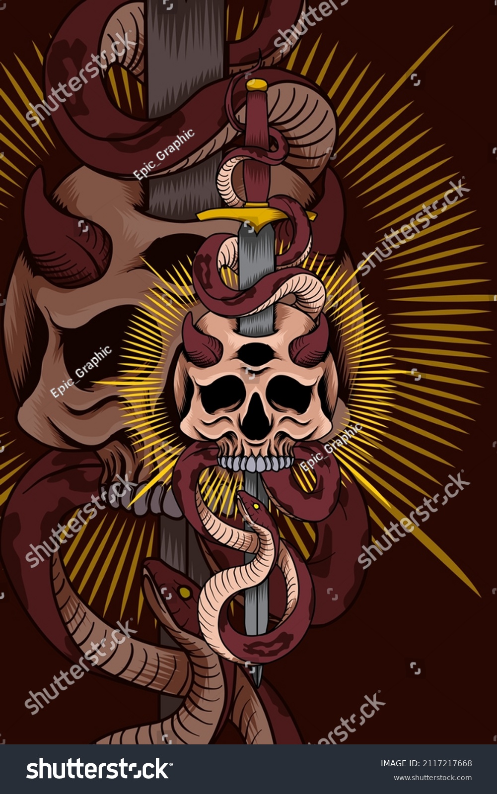 Skull Snake Sword Vector Illustration Stock Vector (Royalty Free ...