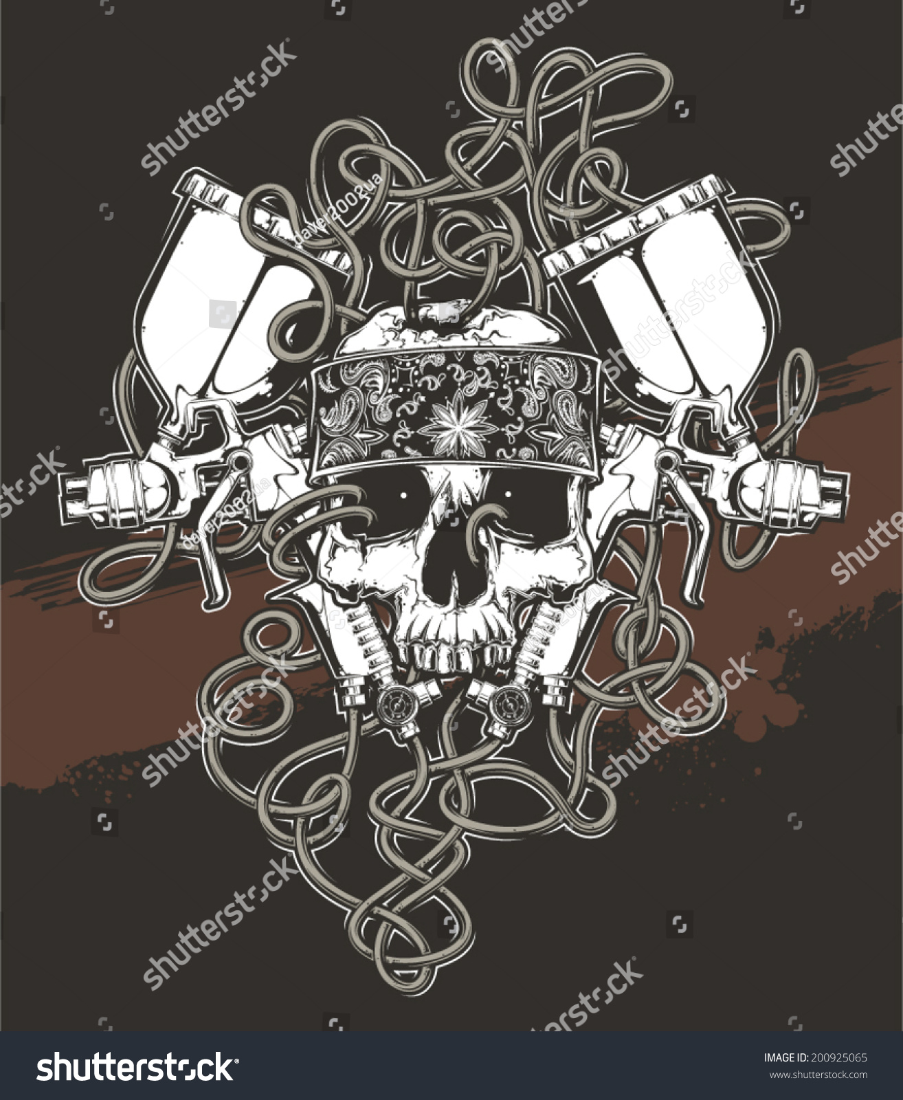 Skull Spray Gun Stock Vector 200925065 - Shutterstock