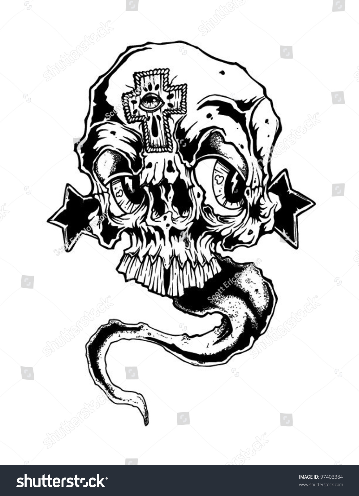 Skull Stars Stock Vector 97403384 - Shutterstock