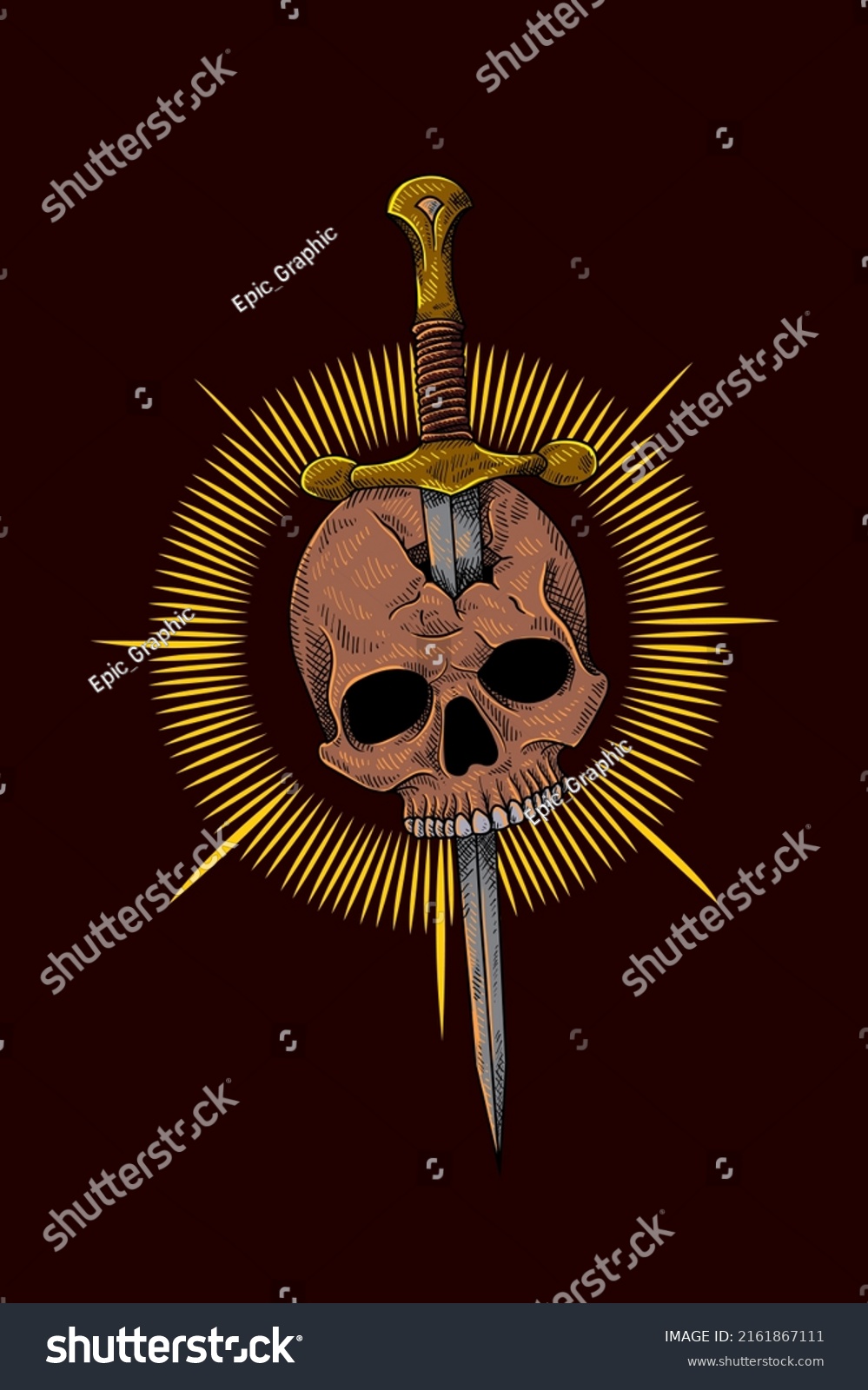 Skull Sword Vector Illustration Stock Vector (Royalty Free) 2161867111 ...