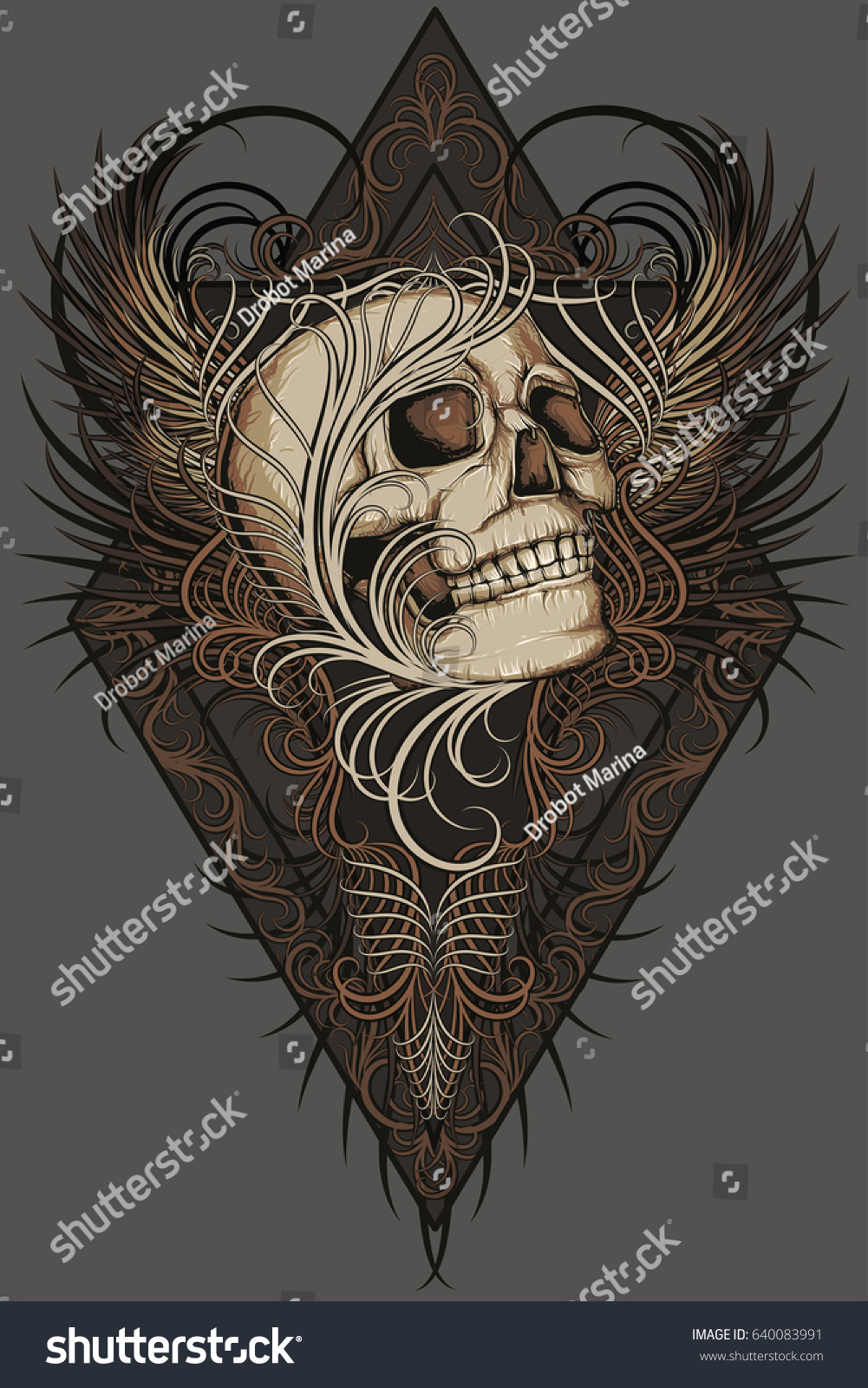 Skull Wings Patterns Stock Vector (Royalty Free) 640083991 | Shutterstock