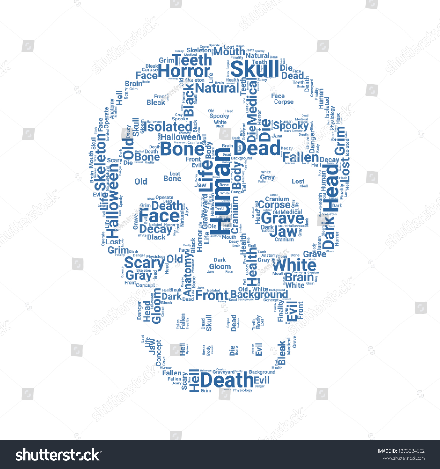Skull Word Cloud Tag Cloud About Stock Vector (Royalty Free) 1373584652 ...