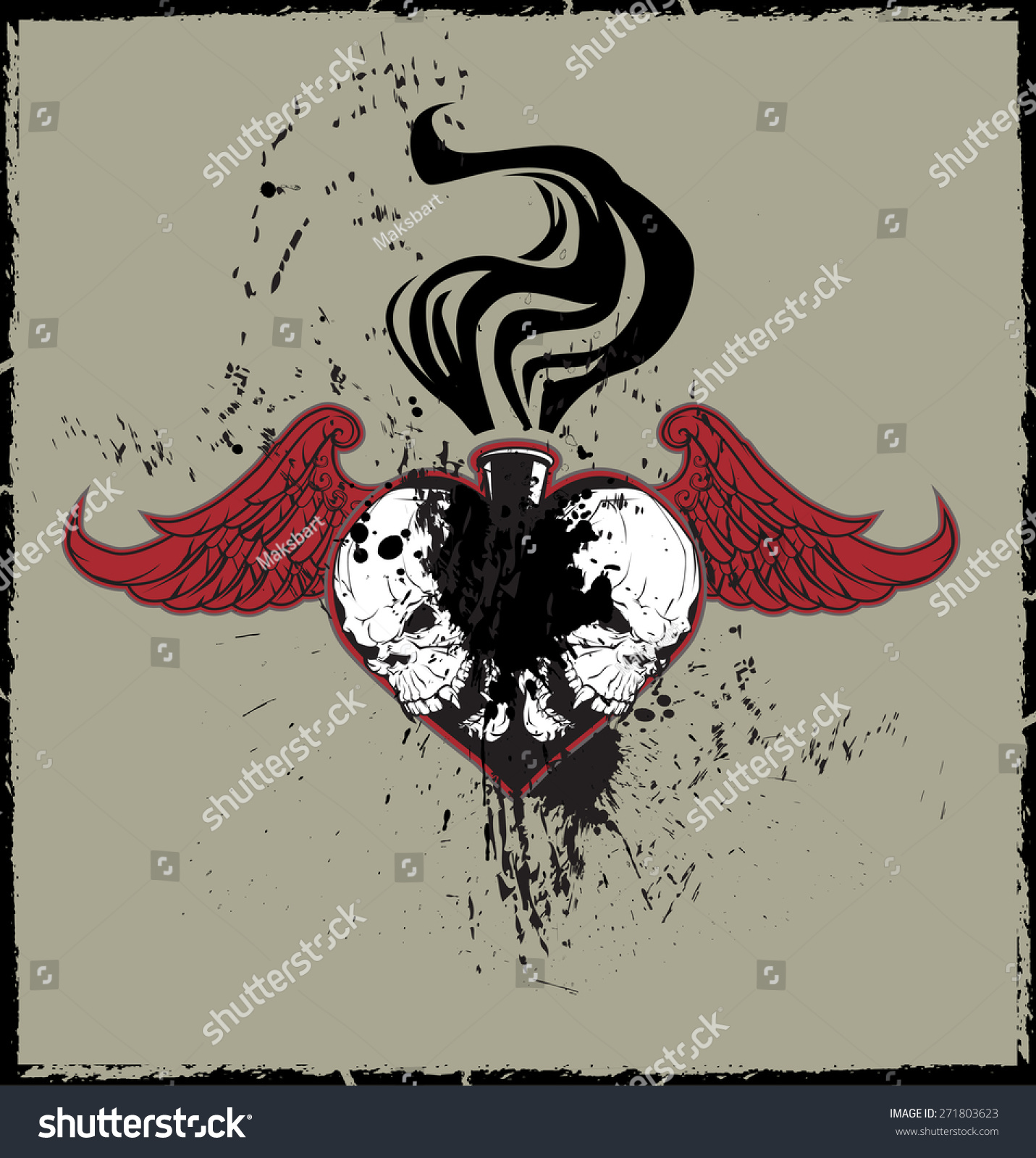 Skulls Heart Stock Vector (Royalty Free) 271803623 | Shutterstock