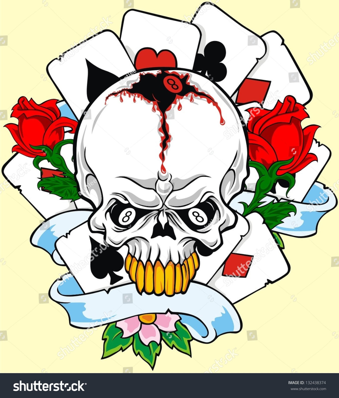 Skulls Playing Cards Stock Vector (Royalty Free) 132438374
