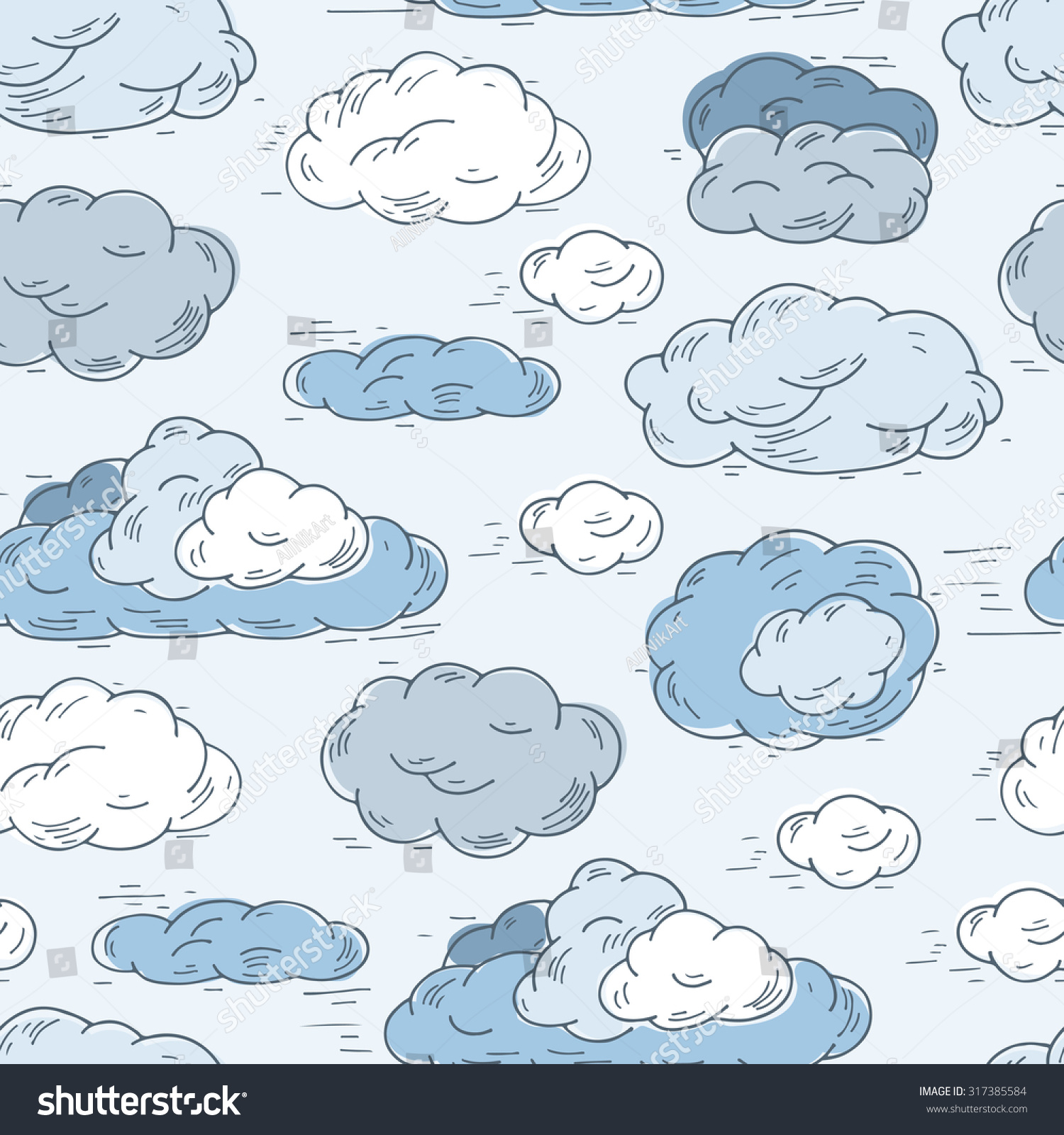 Sky Blue Clouds Clouds Vector Seamless Stock Vector Royalty Free 317385584