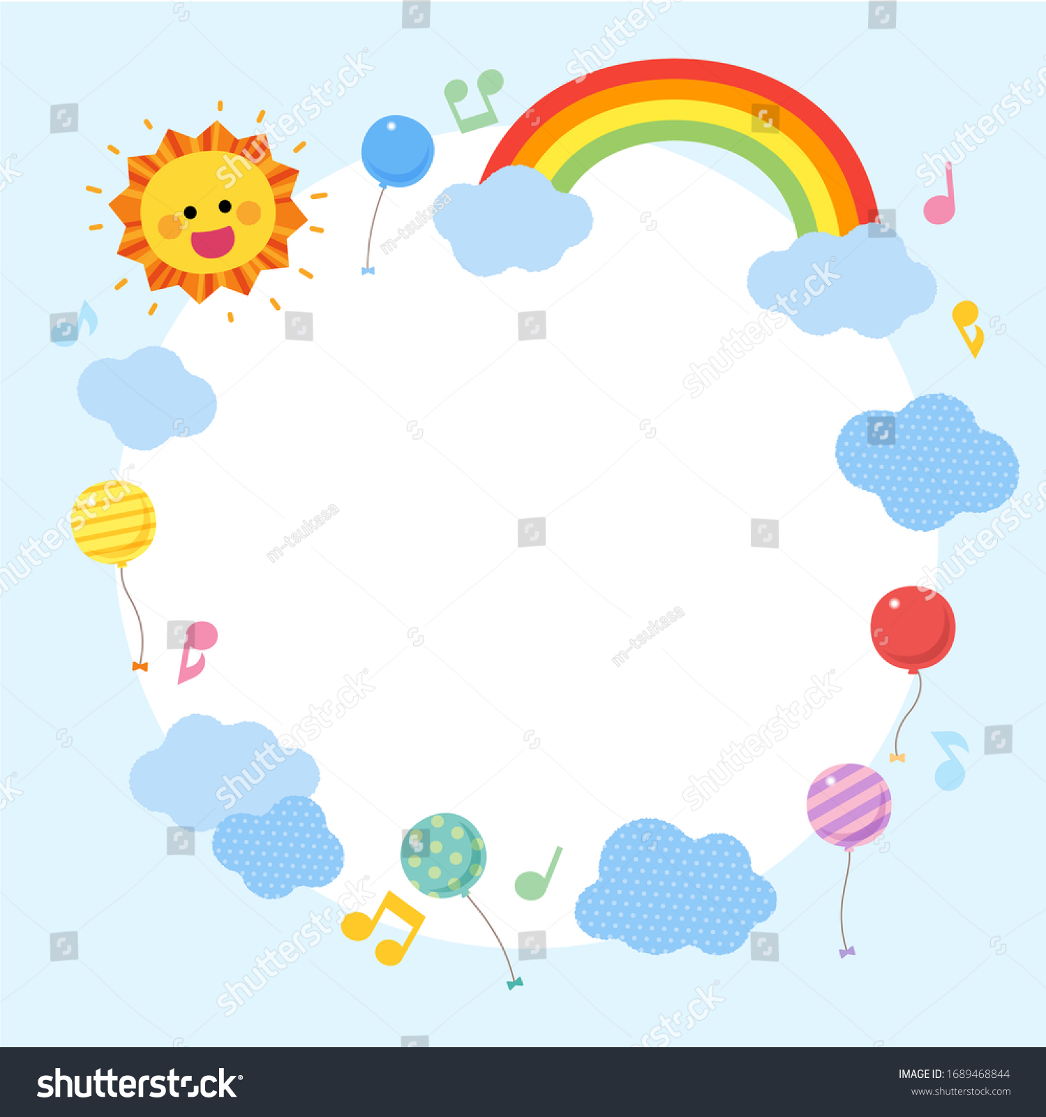 Sky Frame Rainbow Clouds Balloons Stock Vector (Royalty Free ...