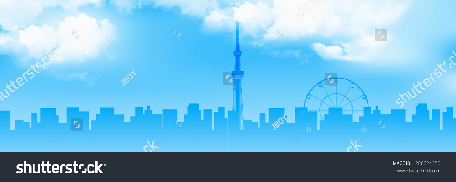 Sky Tokyo Landscape Background Stock Vector (Royalty Free) 1286724355 ...