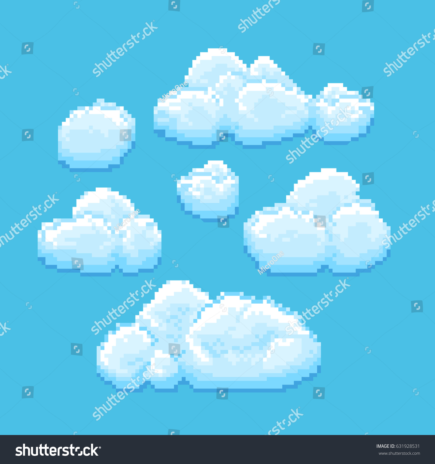 Vektor Stok Langit dengan awan vektor seni pixel. (Tanpa Royalti) 631928531 | Shutterstock