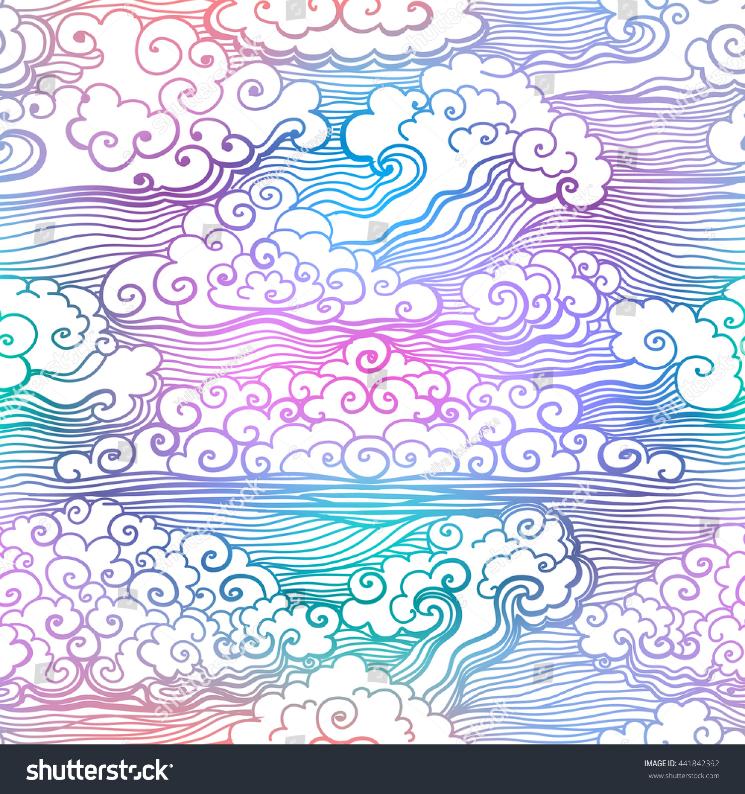 Sky Clouds Vector Seamless Background Colorful Stock Vector (Royalty ...