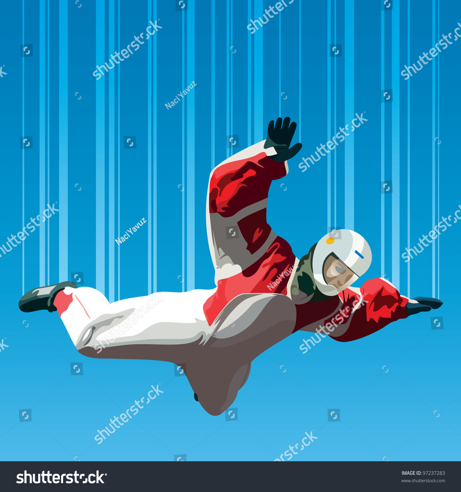 Skydiver Falling Through Air Stock Vector (Royalty Free) 97237283