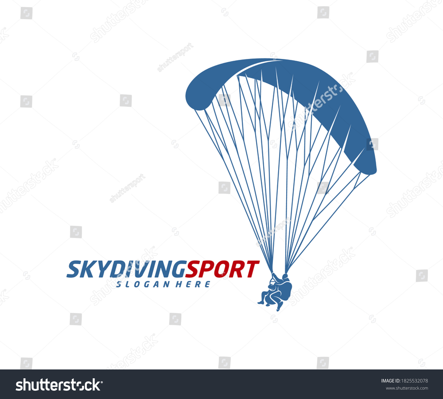 Skydiving Logo Design Vector Template Parachuting Stock Vector (Royalty ...