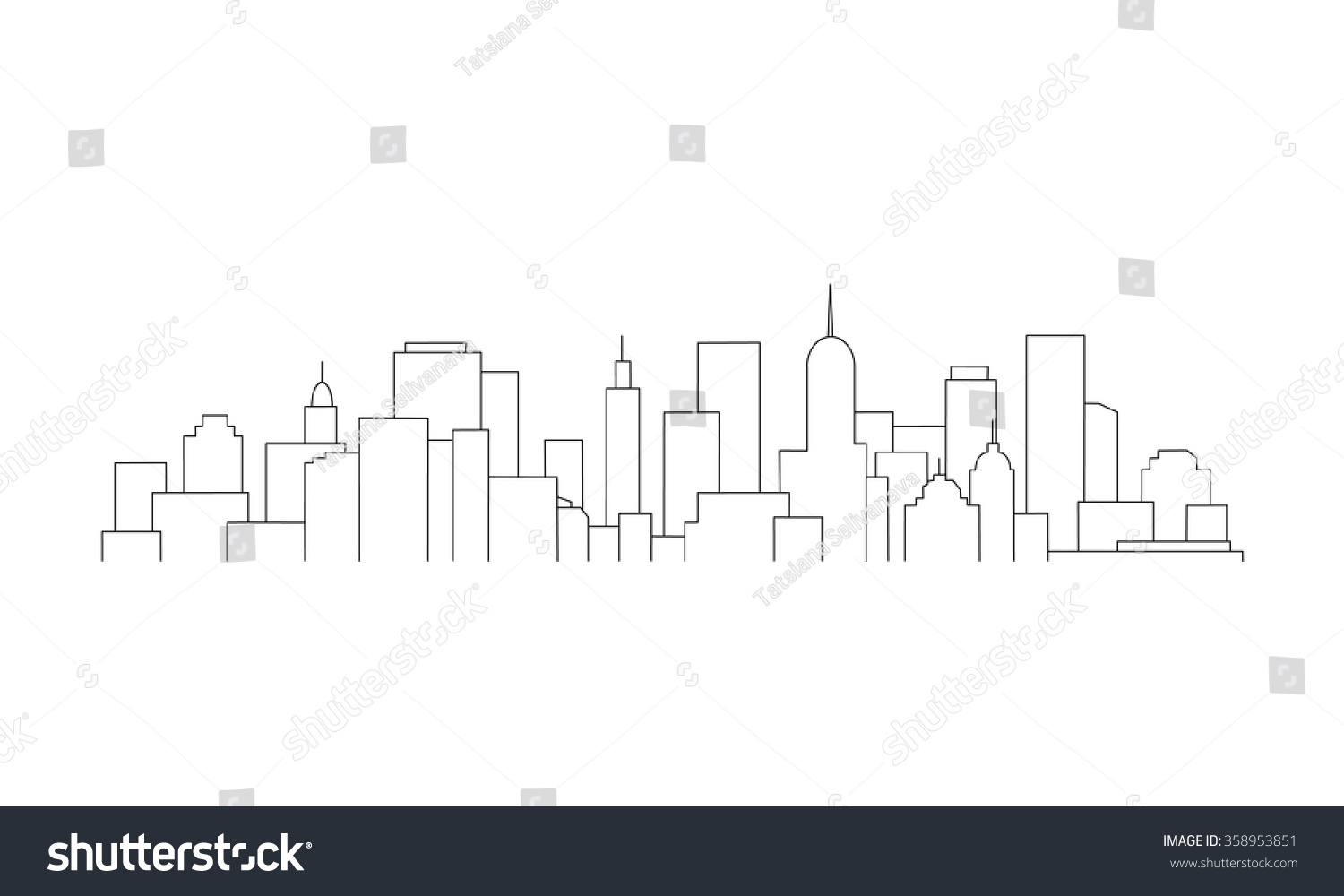Skyline Outline Stock Vector Illustration 358953851 : Shutterstock
