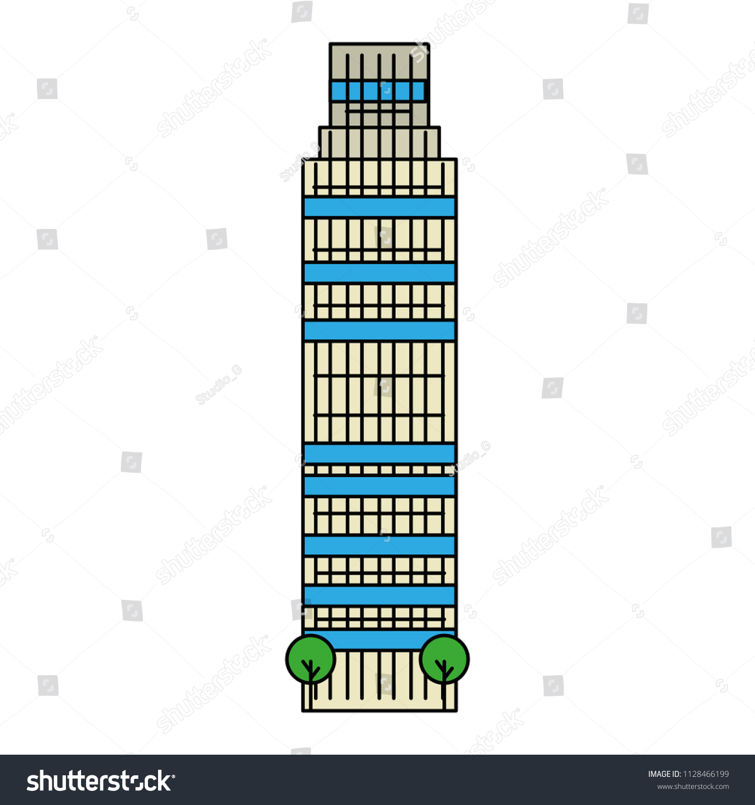 Skyscraper Building Facade Icon Stock Vector (Royalty Free) 1128466199