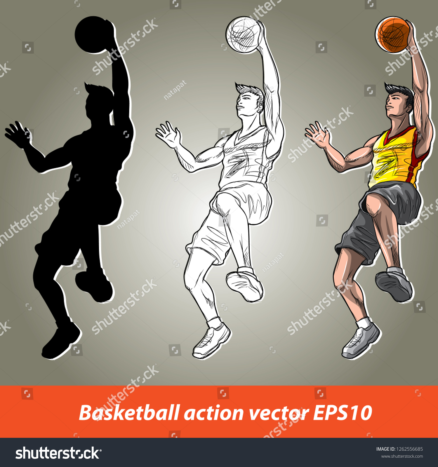 Slam Dunk Basketball Action Illustrator Vector Stock Vector (Royalty ...